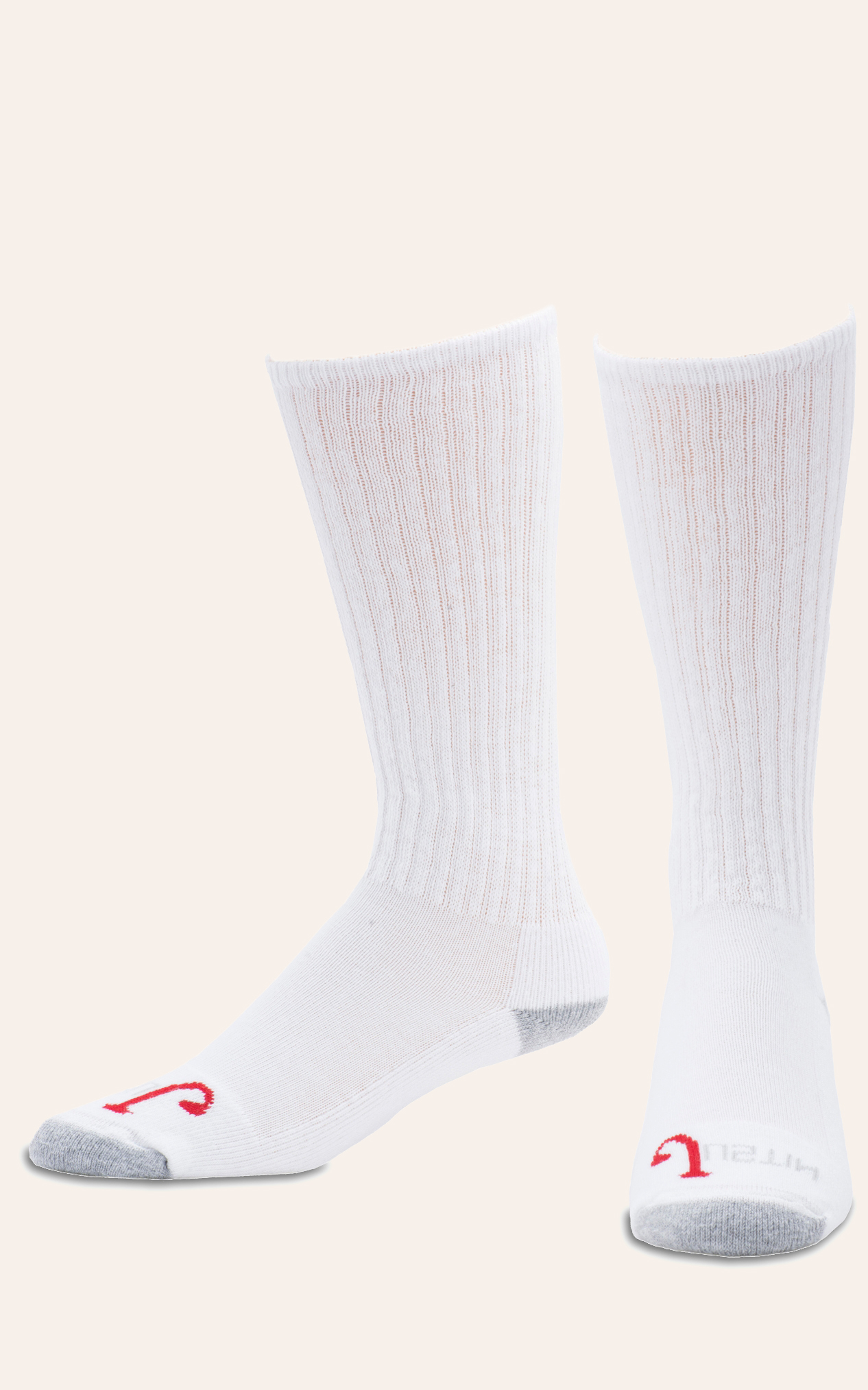 Justin Men's White Half Cushion Cotton Over The Calf with Odor Control ...