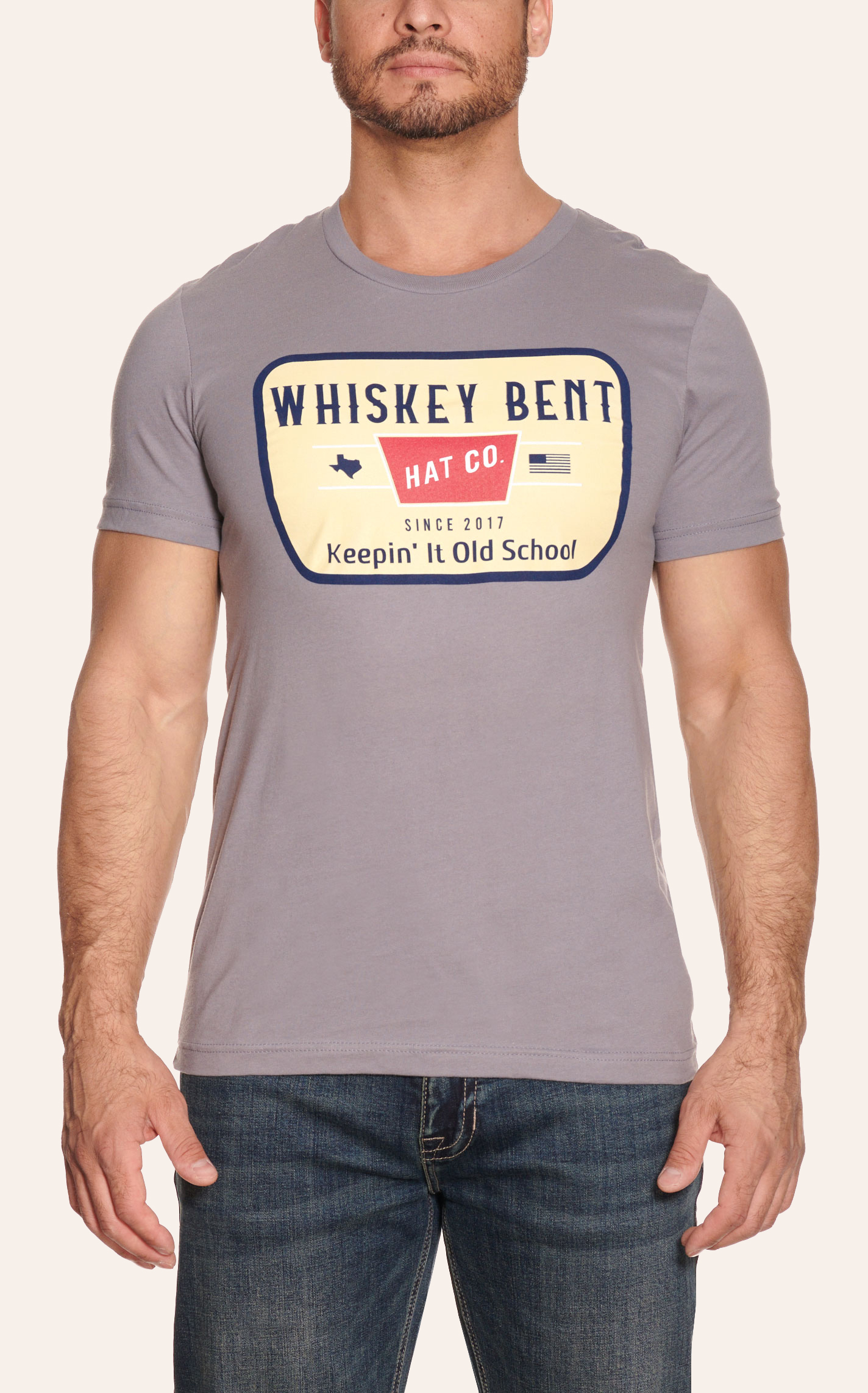 Whiskey Bent Hat Co. Men's Keepin' It Old School Light Grey T-shirt ...