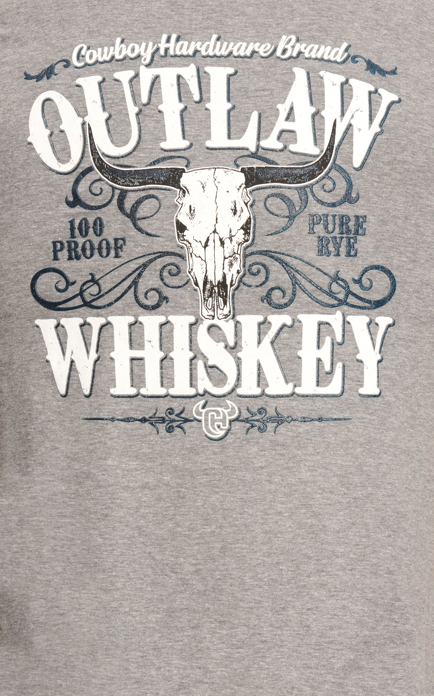 Cowboy Hardware Men's Grey Outlaw Whiskey Skull Logo Graphic Short ...