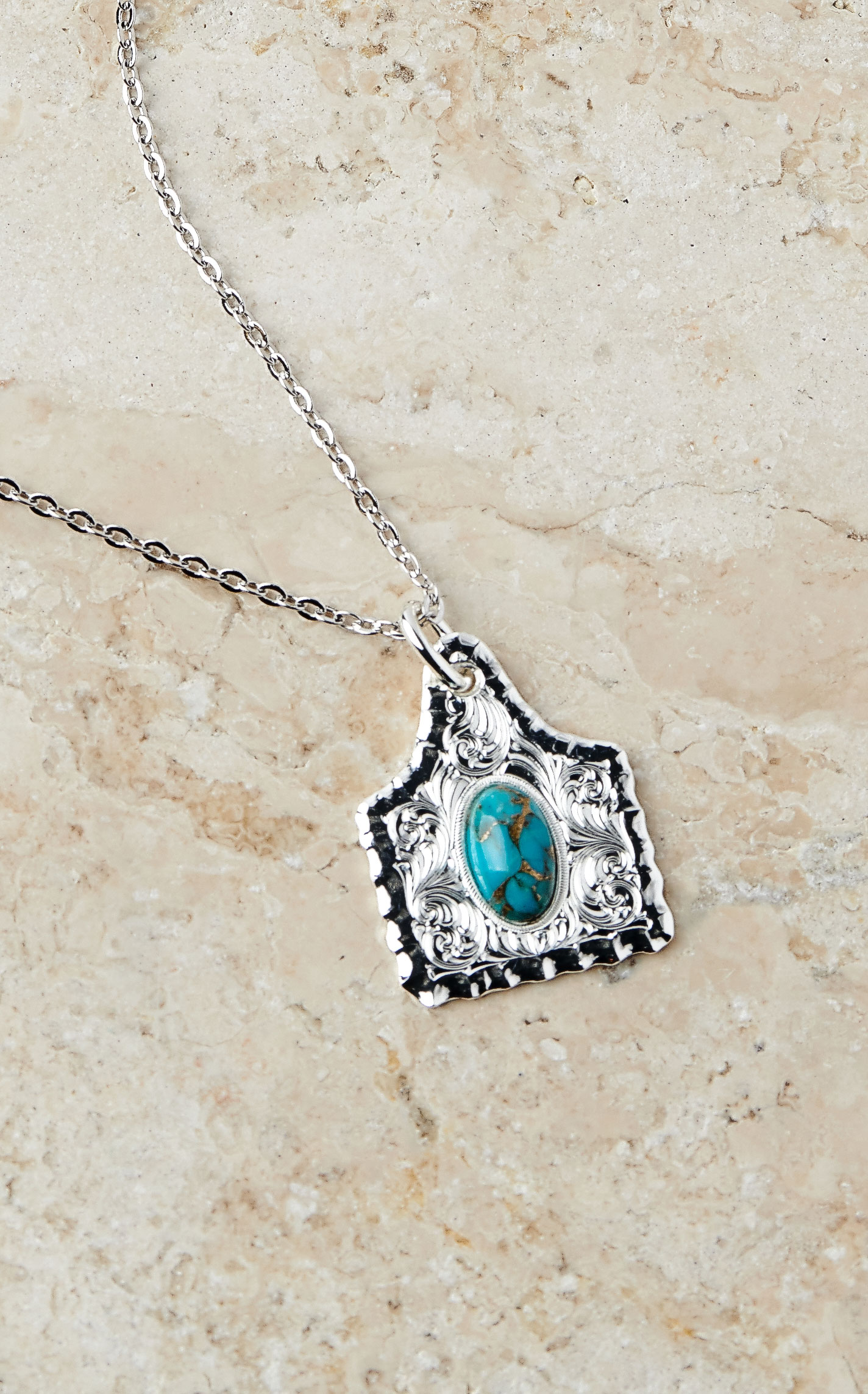 Montana Silversmiths Silver Filigree Turquoise Stone Center Cattle Tag ...