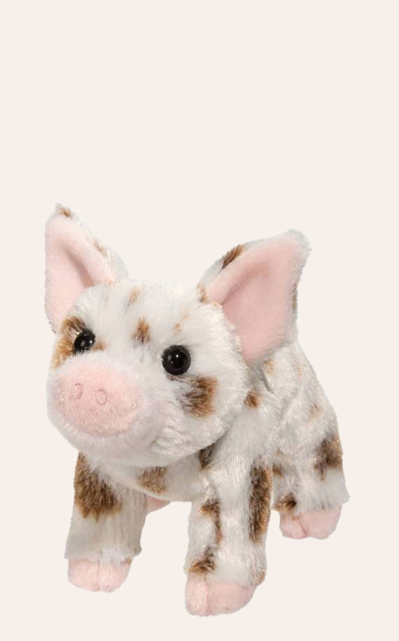 Douglas Toys Yogi Small White & Brown Spotted Pig Soft Stuffed Animal