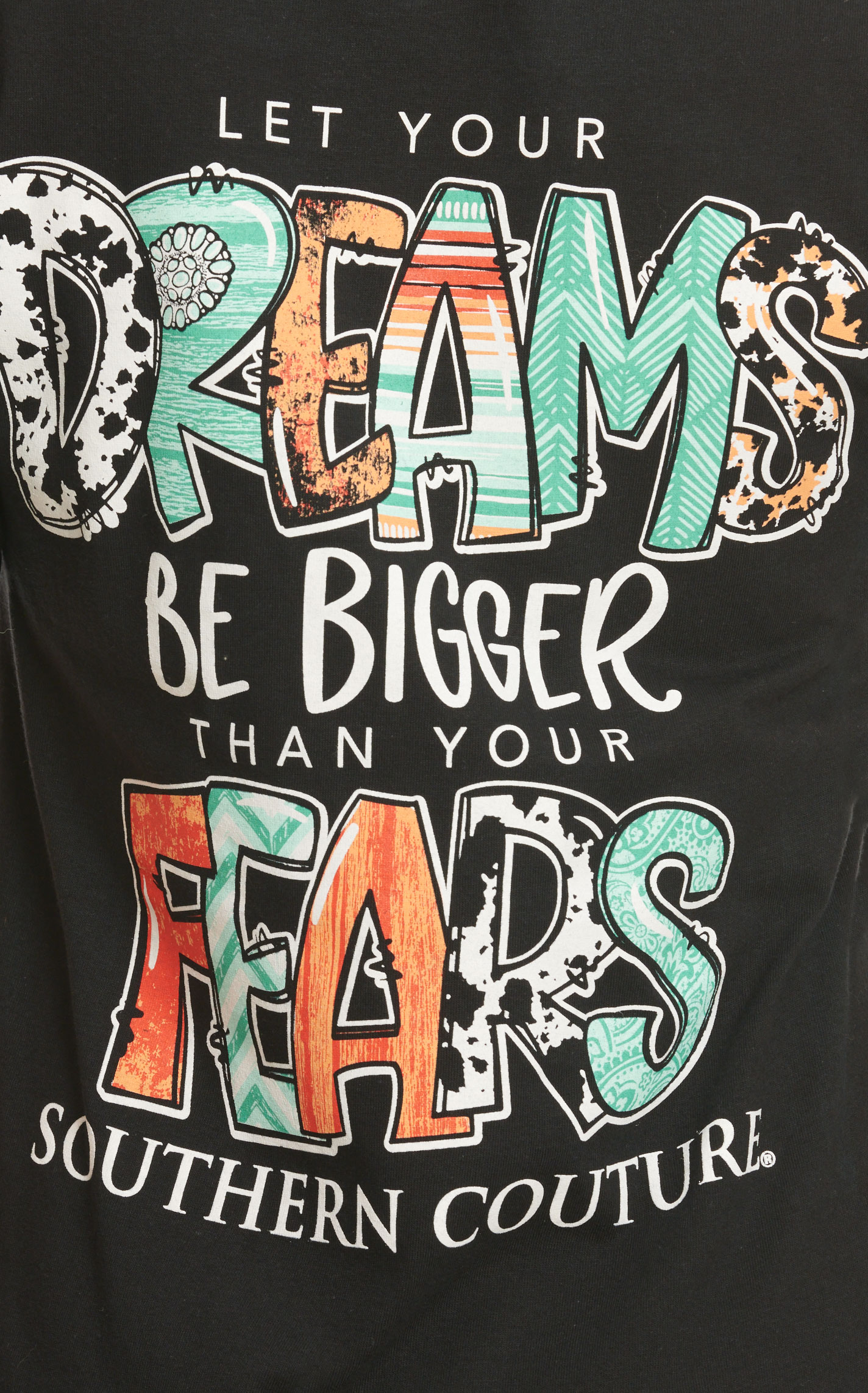 Southern Couture Women's Black Let Your Dreams Graphic Short Sleeve T-Shirt