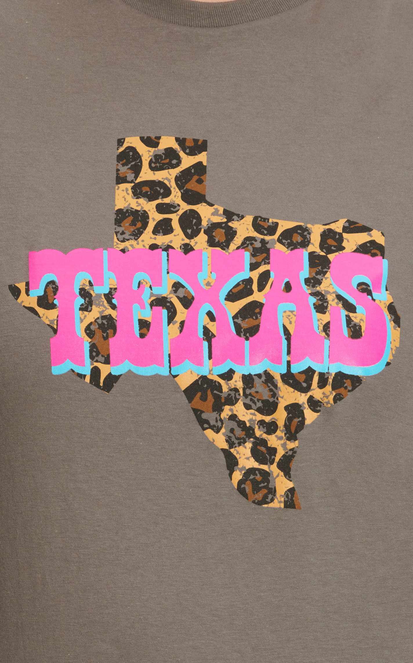 Jazzy Belle Women's Charcoal & Leopard Print Texas Graphic Short Sleeve ...