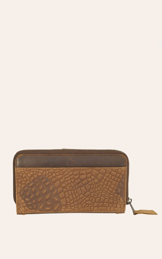 STS Ranchwear Chestnut Leather Catalina Croc Chelsea Wallet