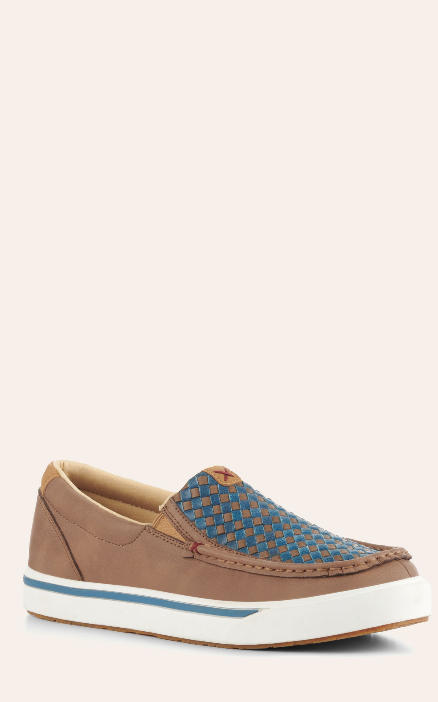 Twisted X Men's Toasted Coconut with Blue Basketweave Insert Moc Toe ...