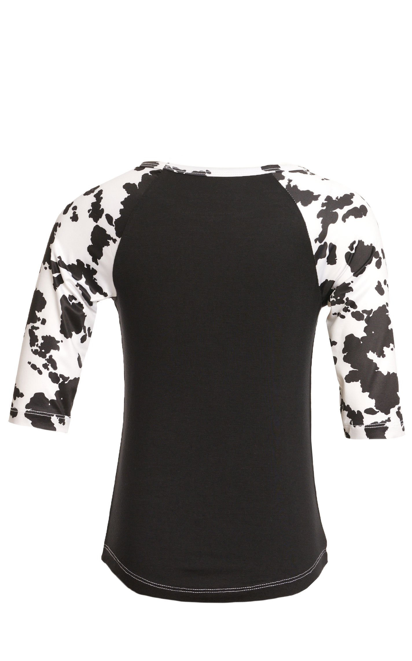 Cowgirl Hardware Girl's Black Cow Print Horseshoe 3/4 Cow Print Sleeve ...