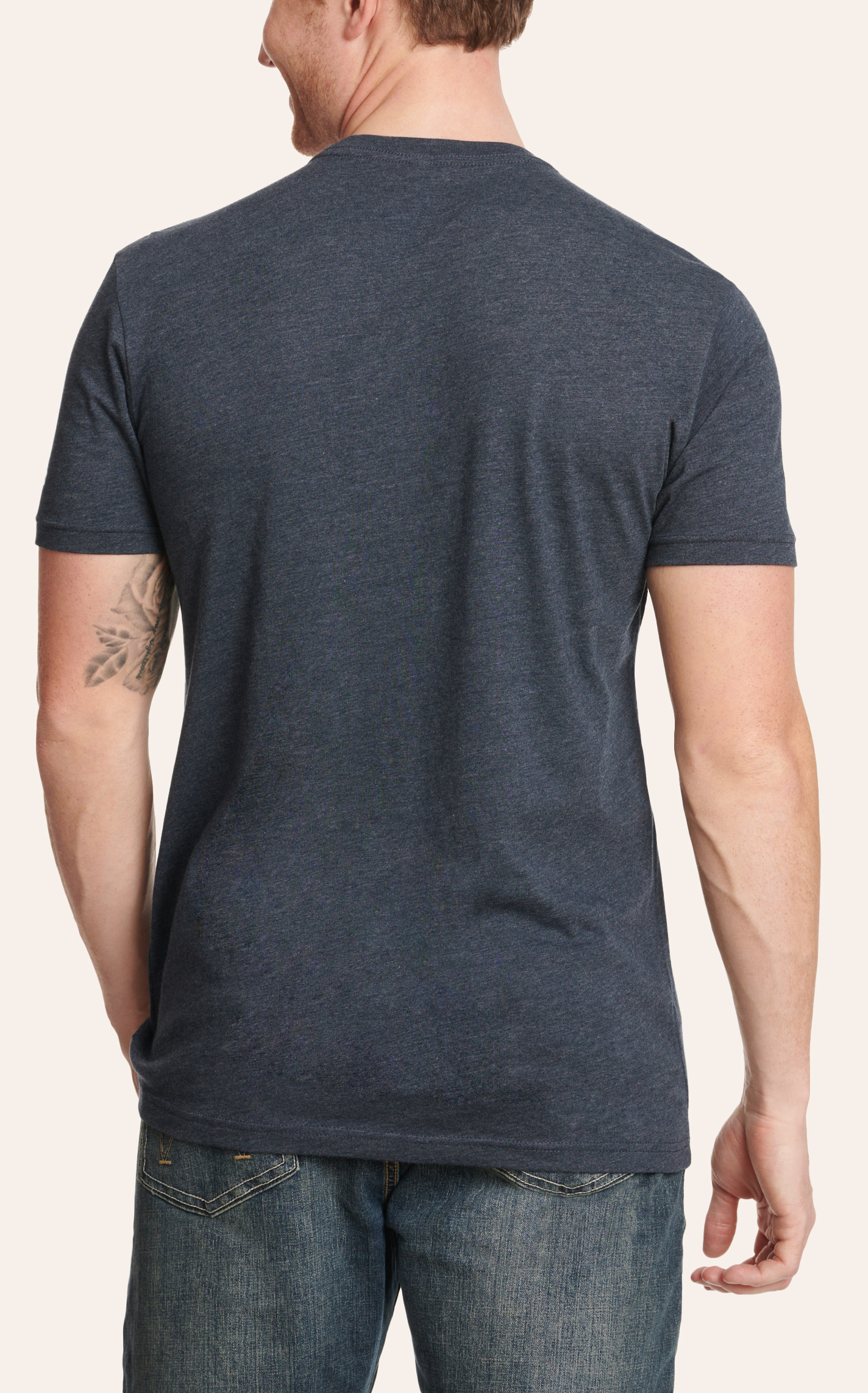 Lazy J Men's Navy Arrowhead Bull Logo Graphic T-Shirt