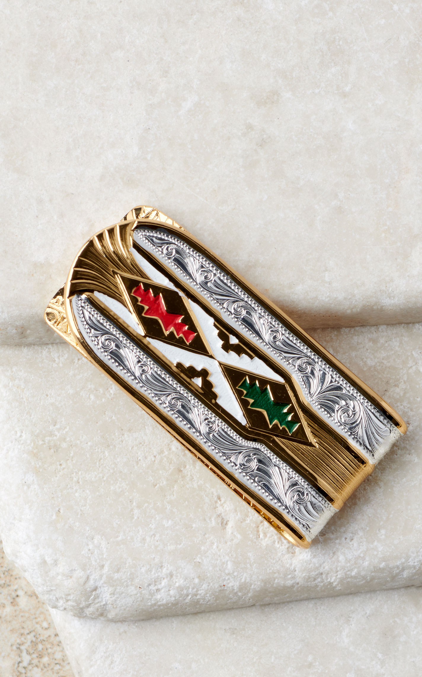 Montana Silversmiths Silver Filigree & Gold Aztec Green White & Red ...