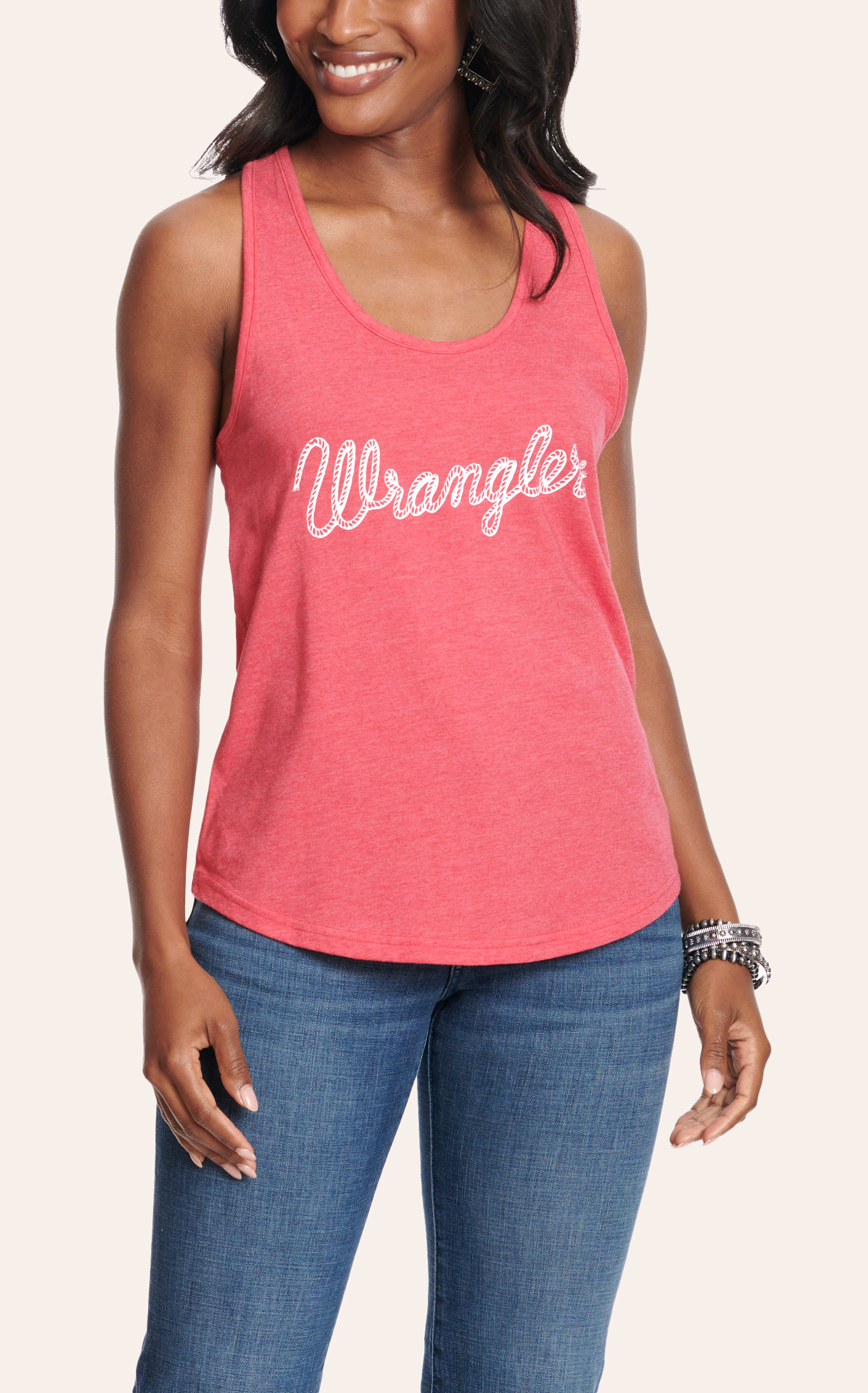 Wrangler Women's Red & Rope Logo Graphic Racer Back Tank Top