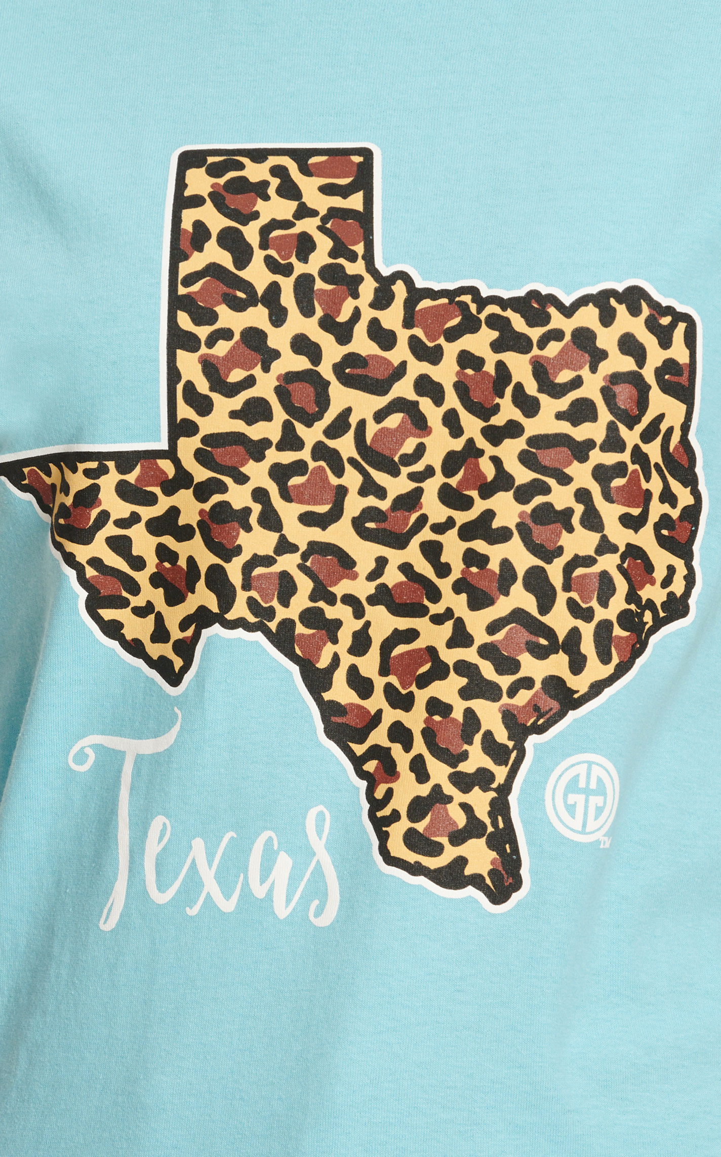 Girlie Girl Originals Women's Light Blue Leopard Print Texas Graphic T ...