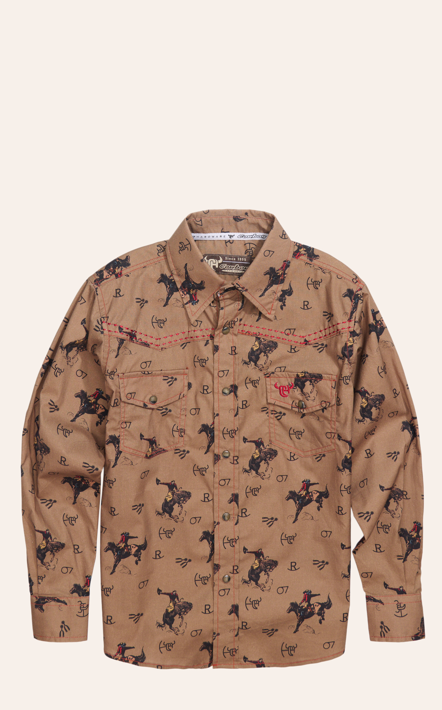 Cowboy Hardware Boy's Brown & Black Vintage Print Western Shirt