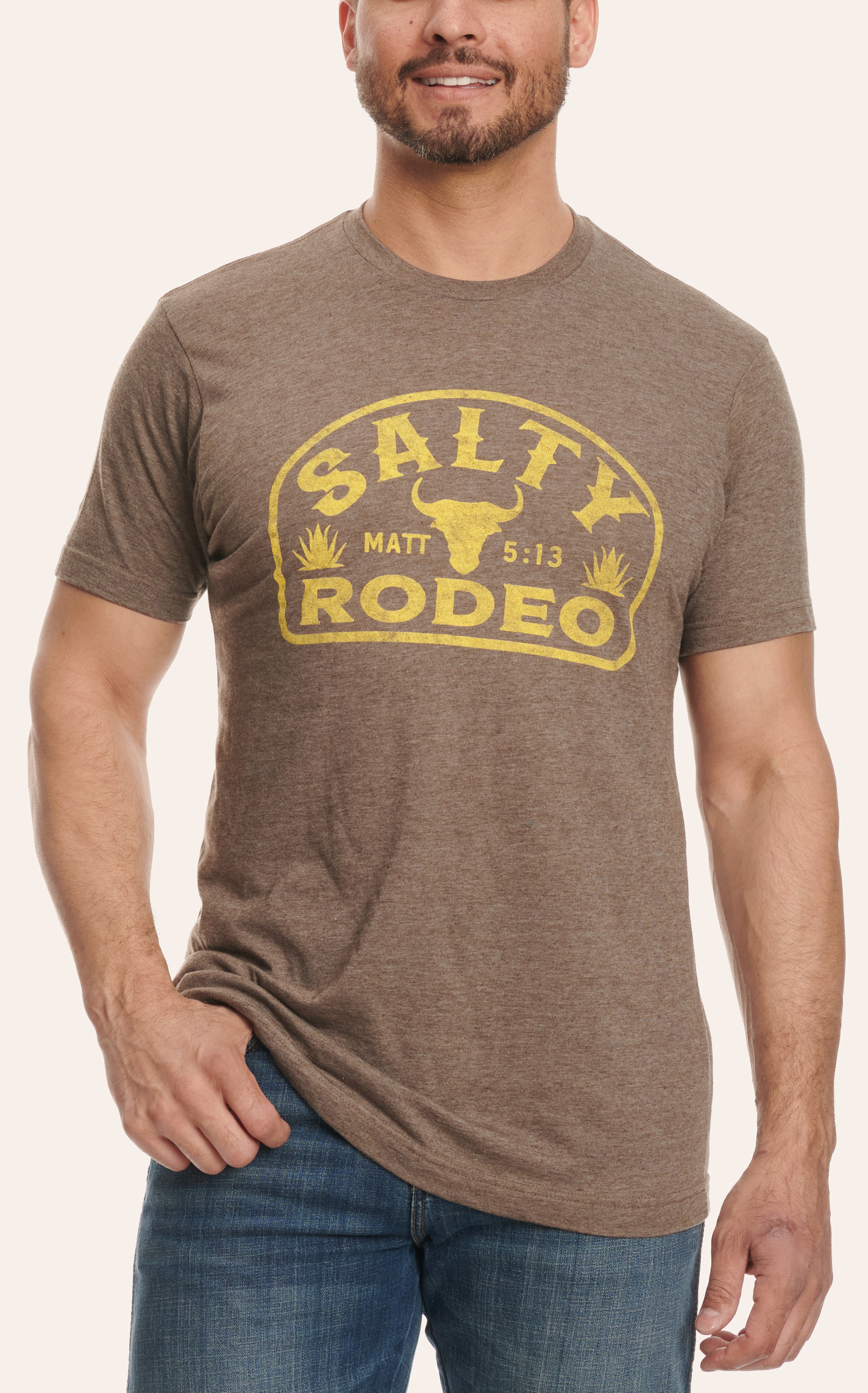 Salty Rodeo Men's Chocolate & Yellow Logo T-Shirt