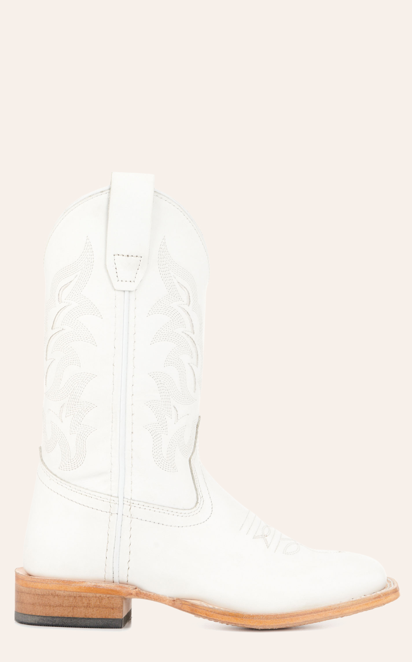 Old West Youth White Wide Square Toe Cowboy Boots - Cavender's