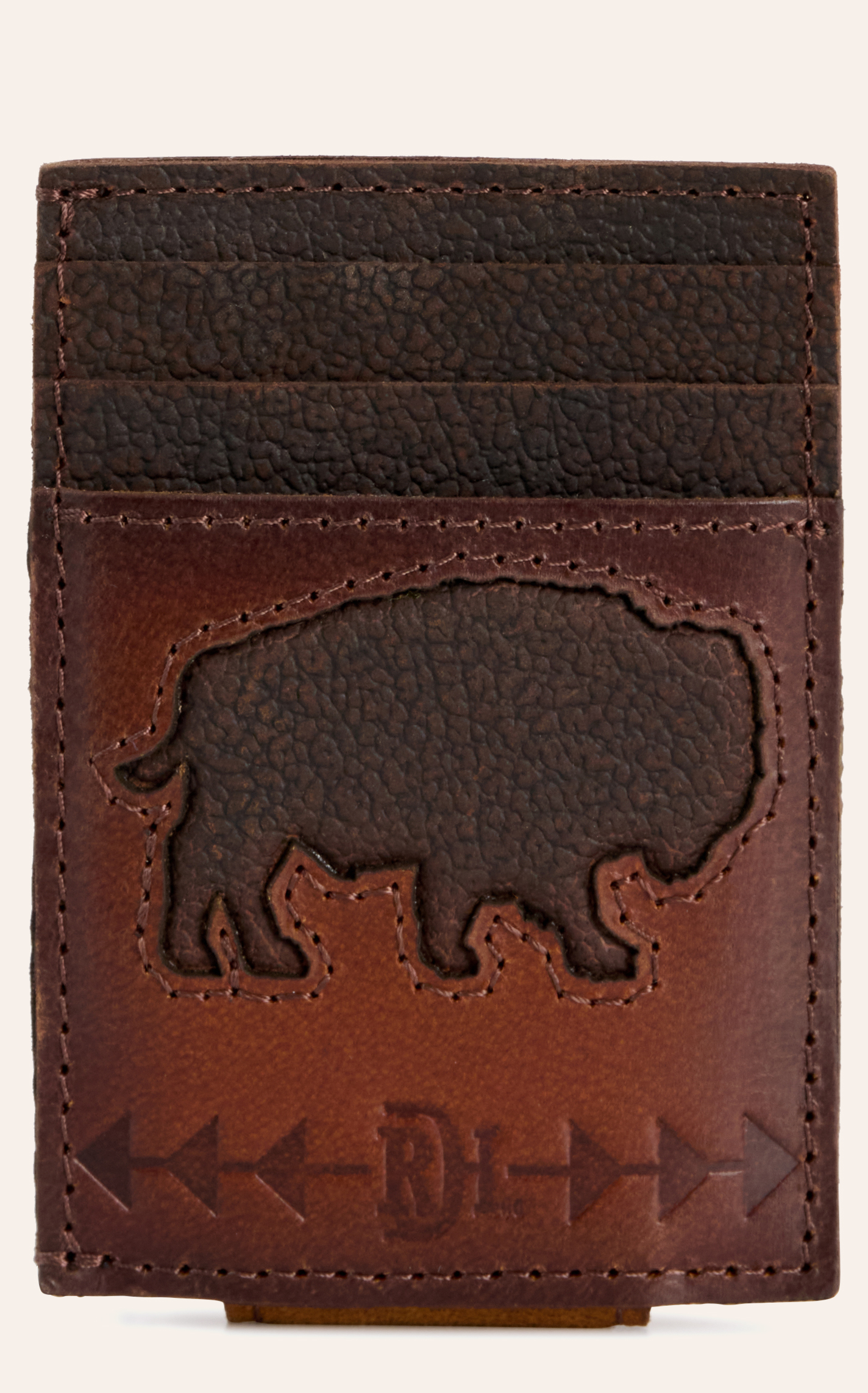 Red Dirt Hat Co. Brown Leather Buffalo Money Clip Card Case