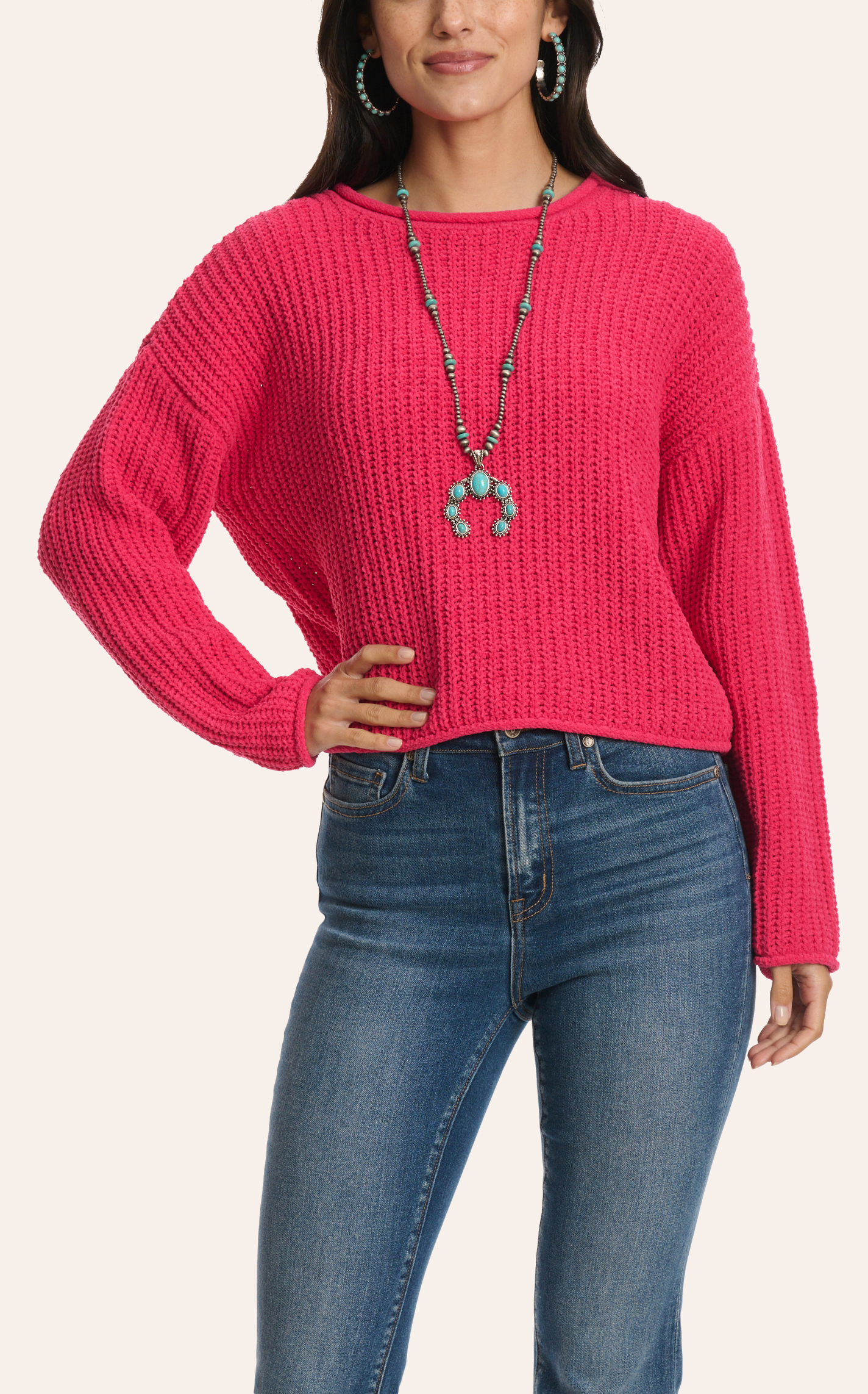 Double Zero Women's Raspberry Soft Knit Sweater