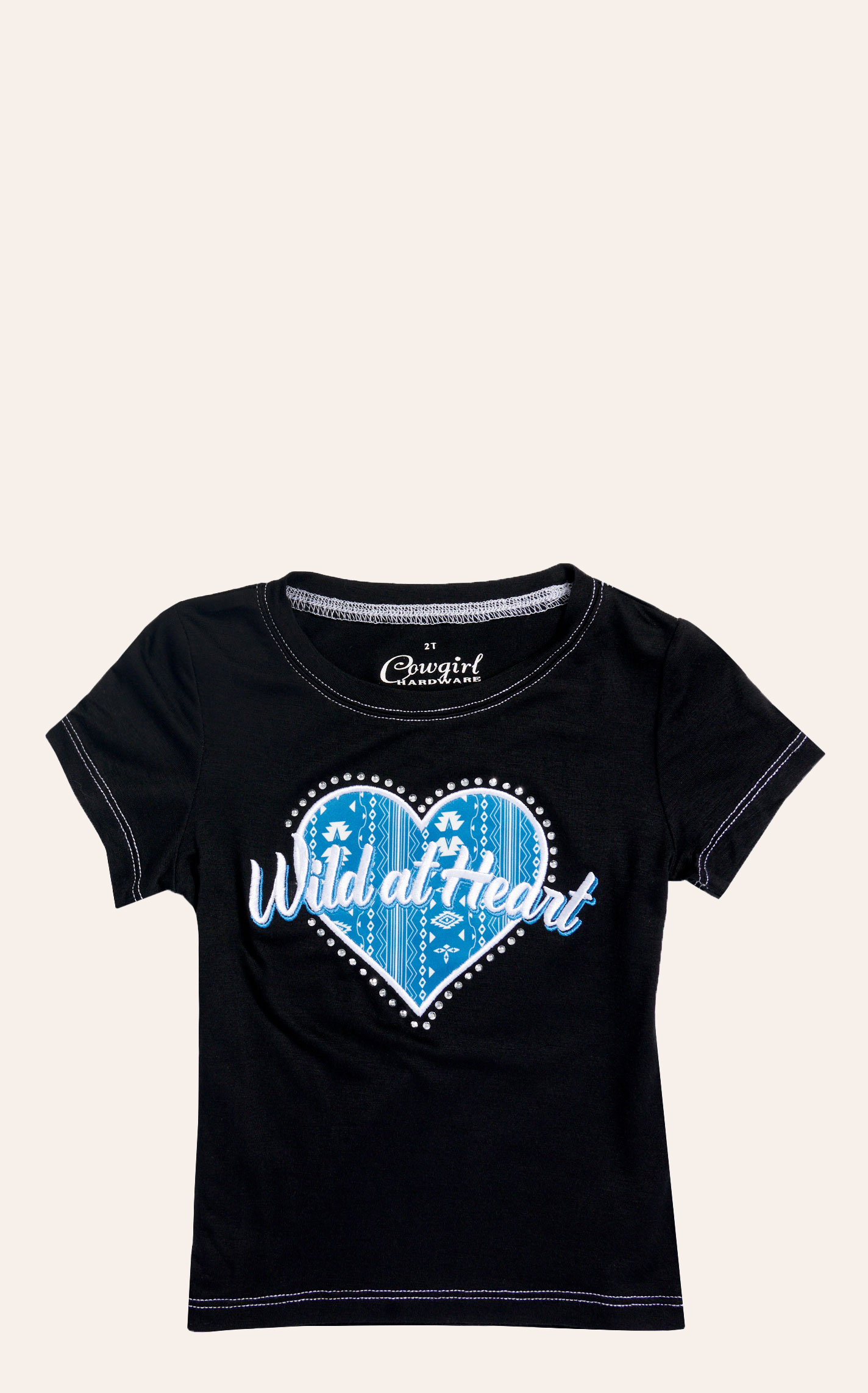 Cowgirl Hardware Toddler Girl's Black Wild at Heart Studded Top