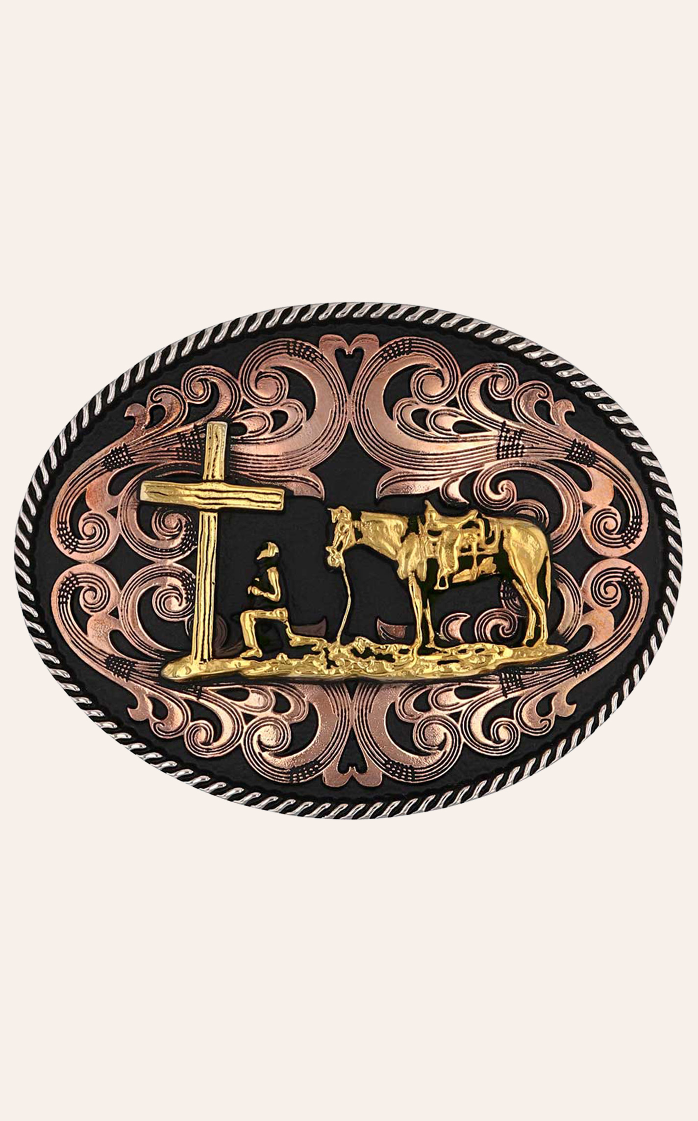 Attitude by Montana Silversmiths Multi-Metal Christian Cowboy Belt Buckle