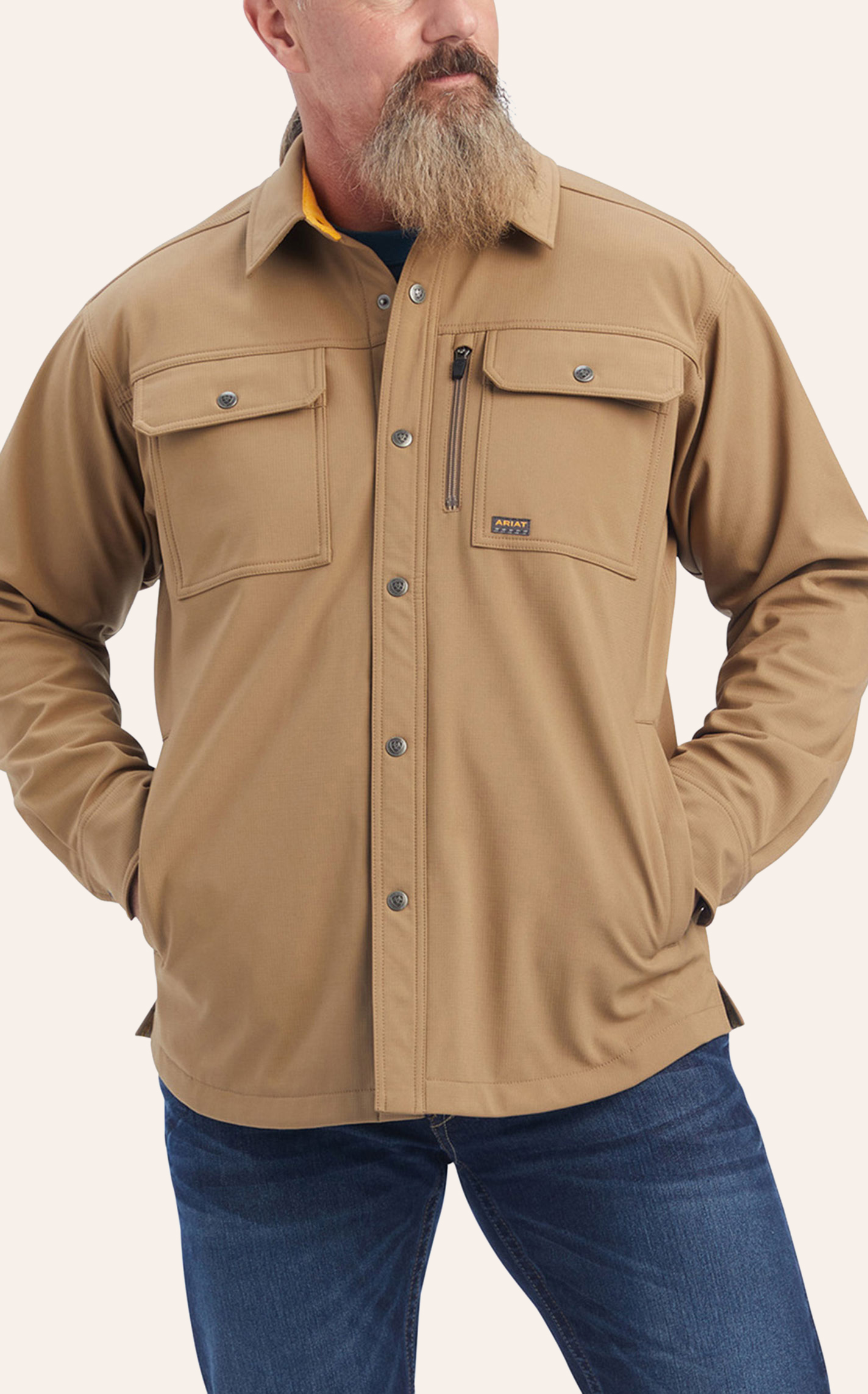 Ariat Men's Rebar Durastretch Utility Field Khaki Softshell Work Jacket