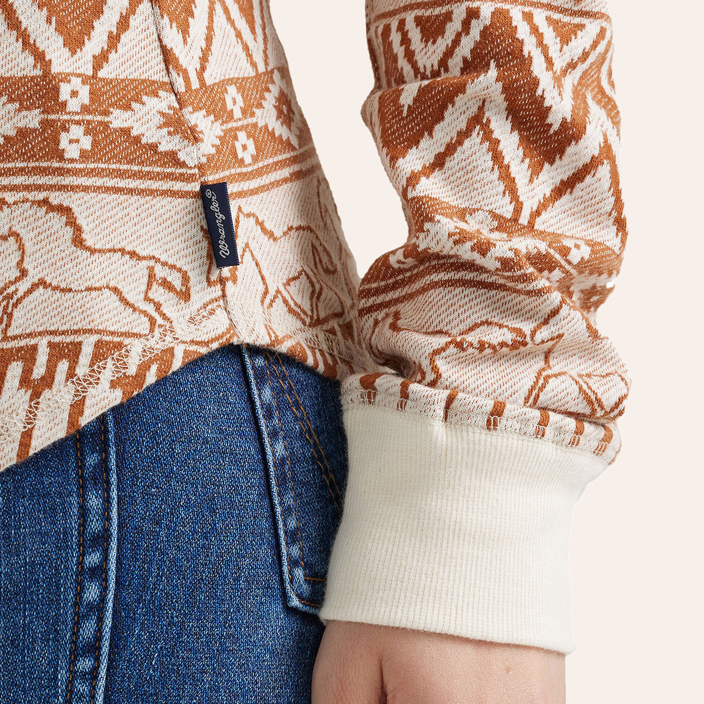 Wrangler Retro Women's Cinnamon & Cream Aztec Horse Pullover