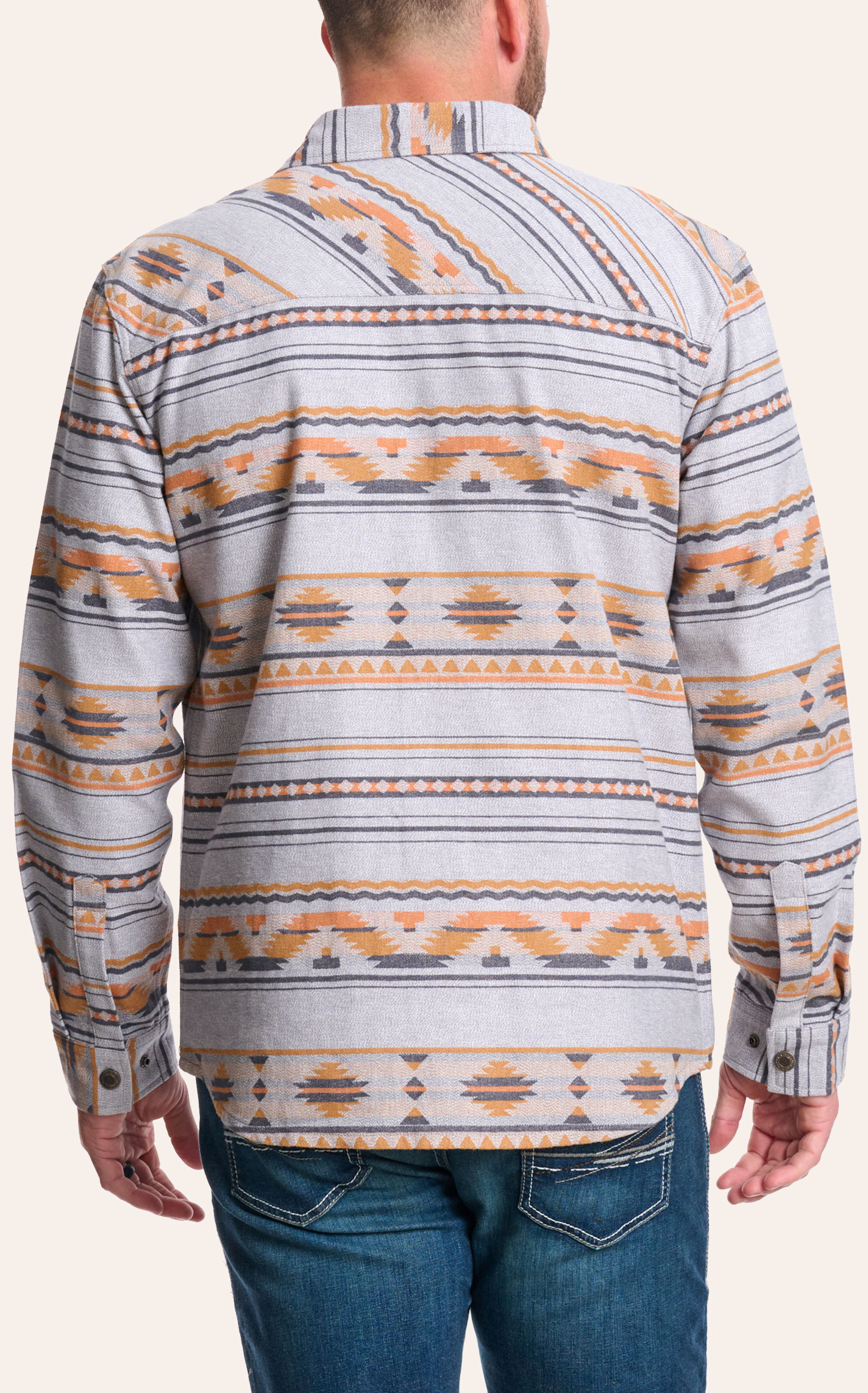 Rafter C Red Dirt Collection Men's Grey & Orange Aztec Shirt Jacket