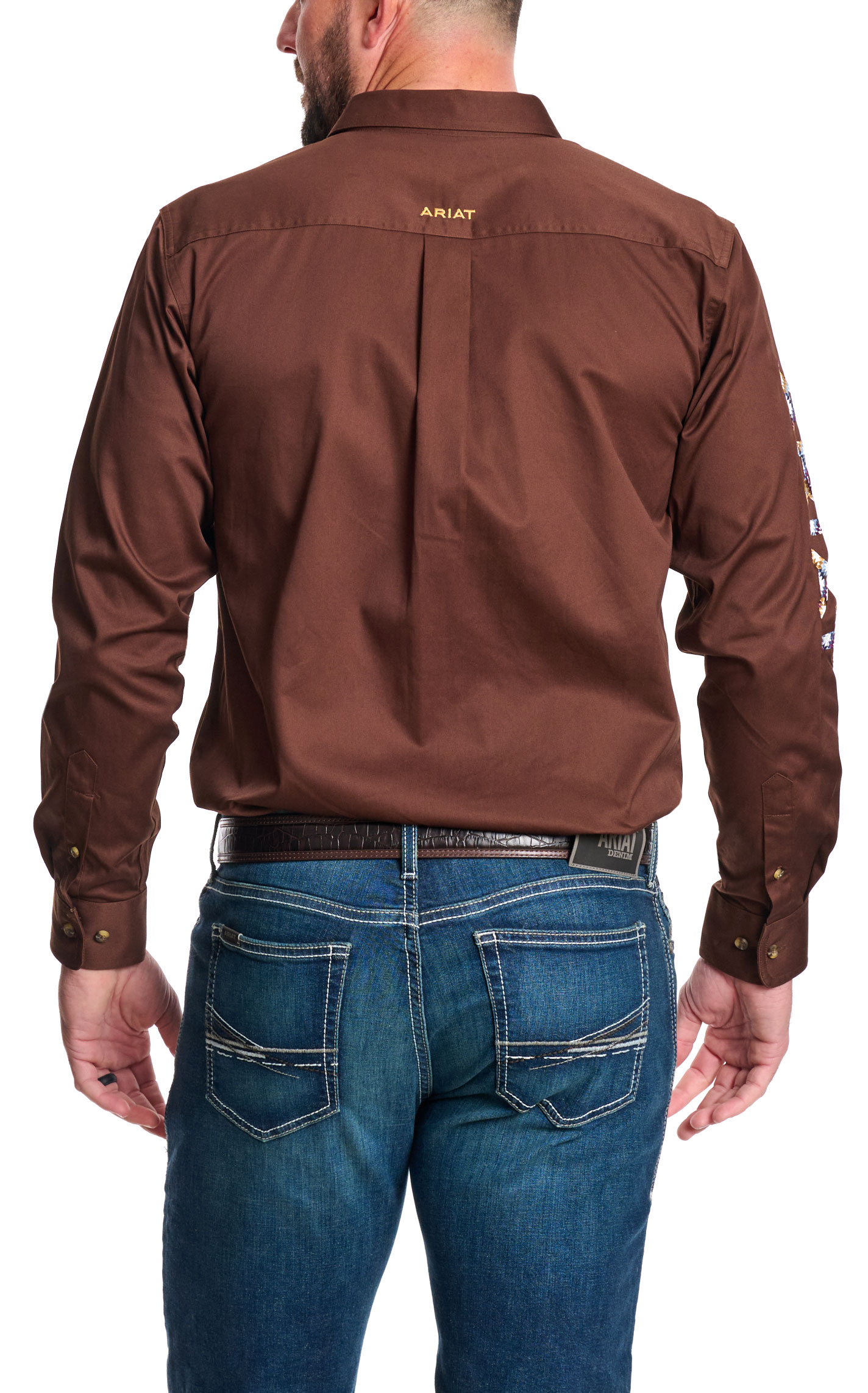 Ariat Men's Chocolate Aztec Team Embroidered Logo Western Shirt