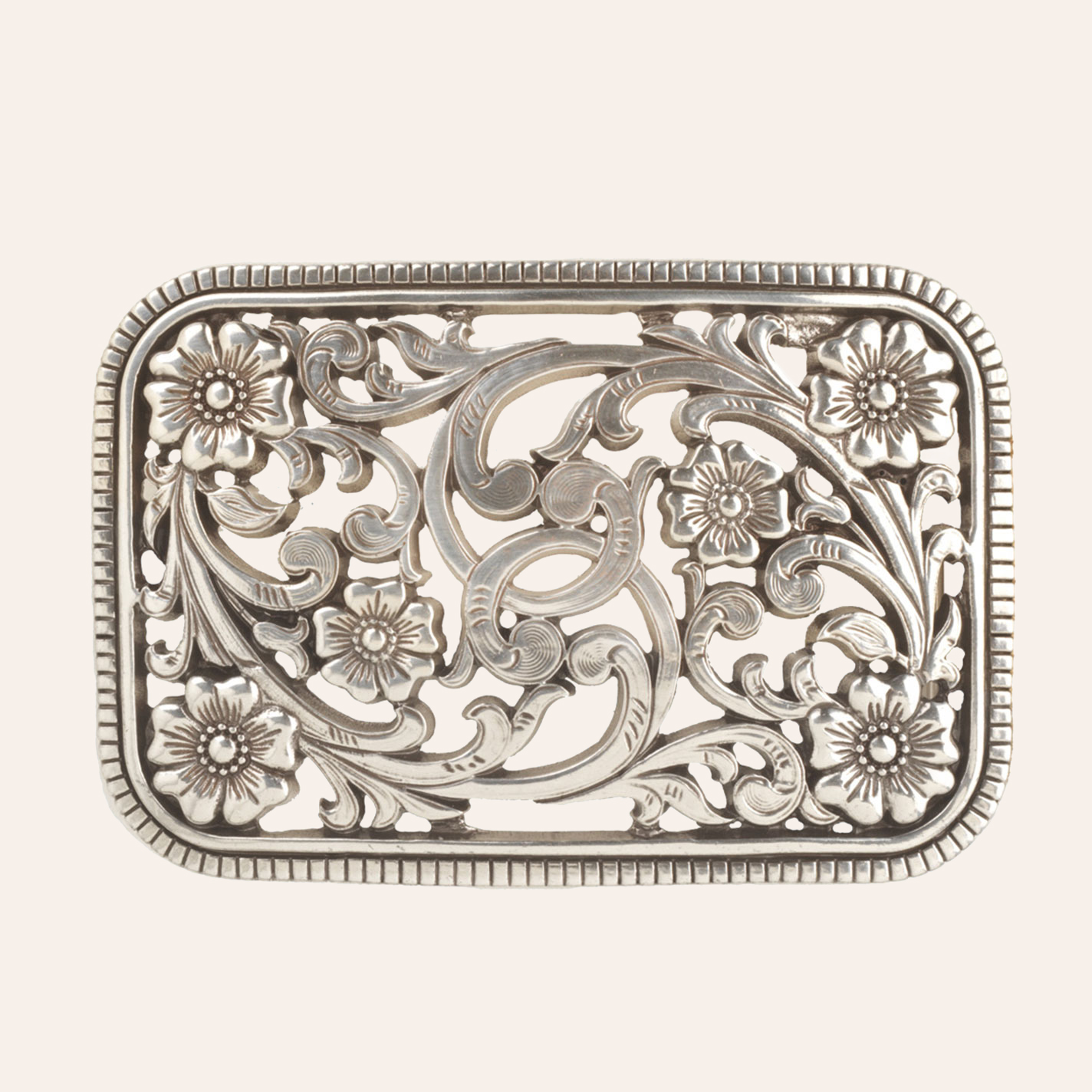 Nocona Silver Floral Filigree Cut-Out Buckle
