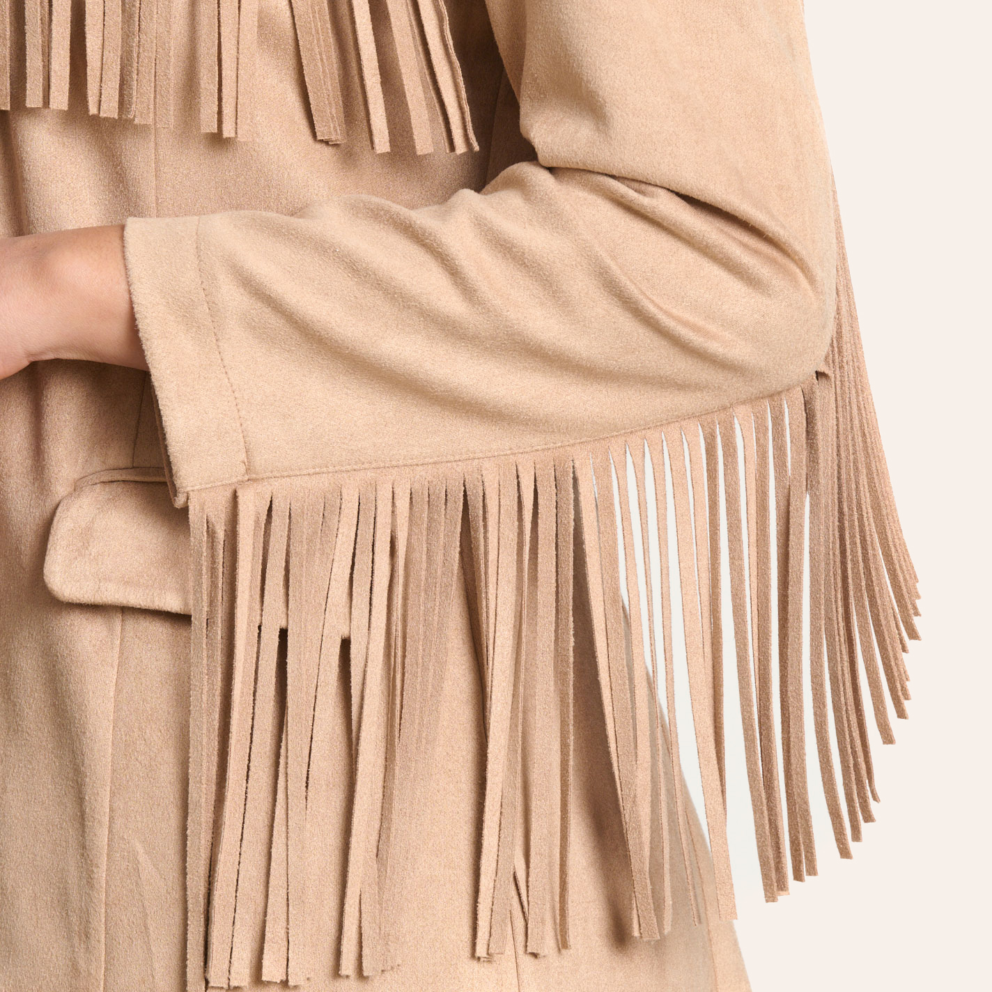 Rockin C Women's Sand Faux Suede Fringed Blazer
