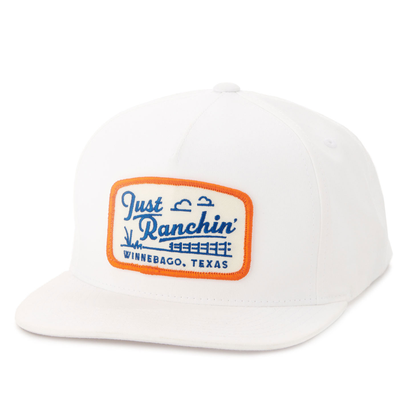 Rodeo Time Dale Brisby White & Just Ranchin' Logo Patch Cap
