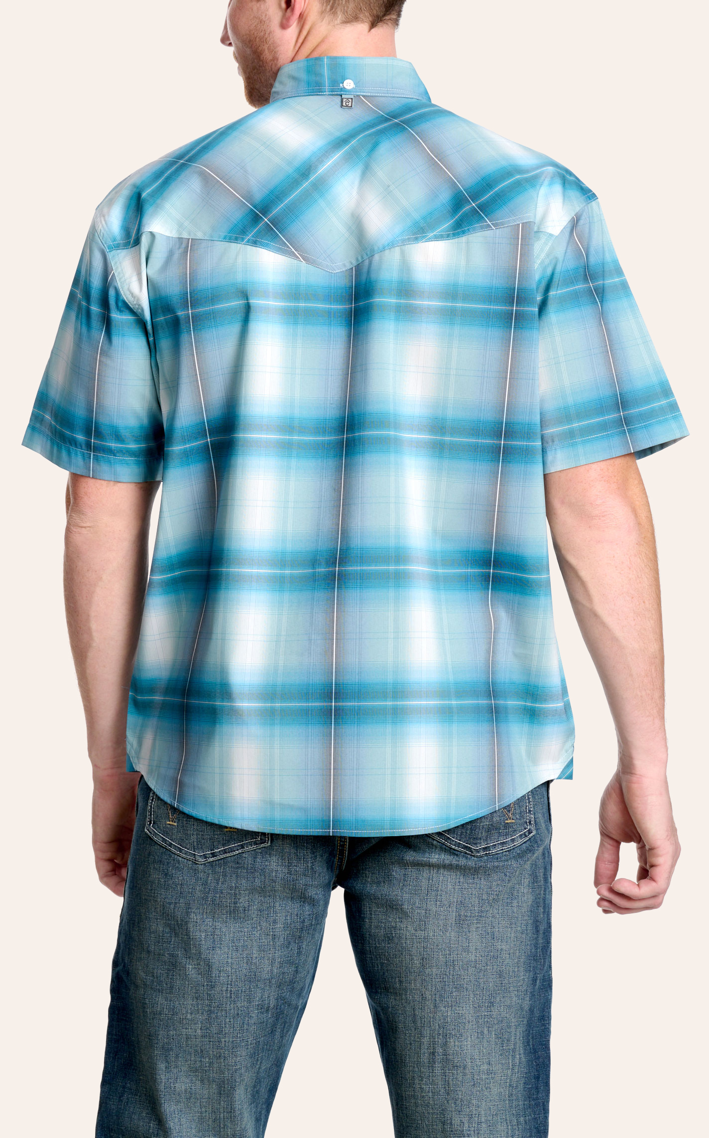 Rafter C Outdoors Men's Turquoise Plaid Fishing Shirt