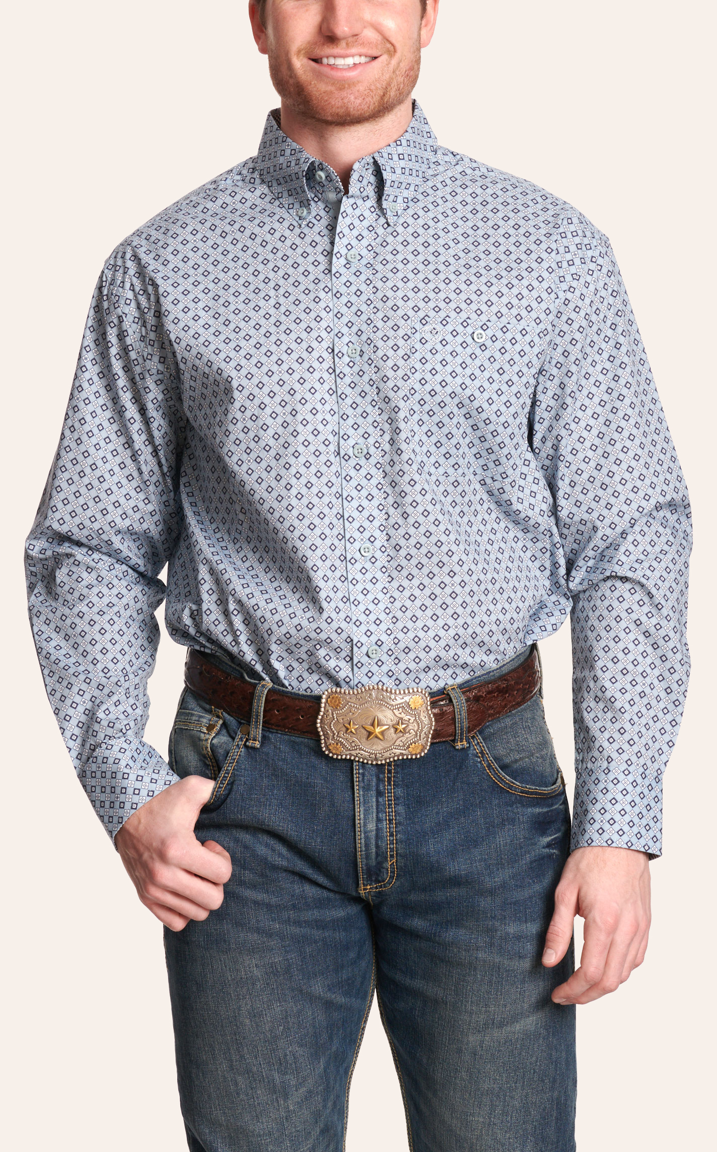 Wrangler George Strait Collection Men's Steel Navy Geo Western Shirt