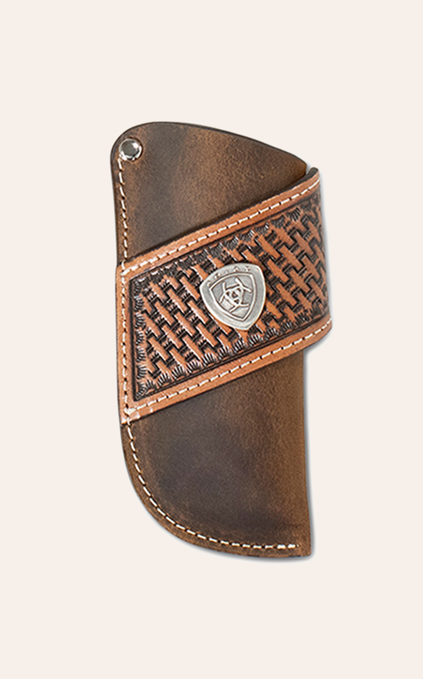 Ariat Burnished Brown & Basket Weave Leather Knife Sheath