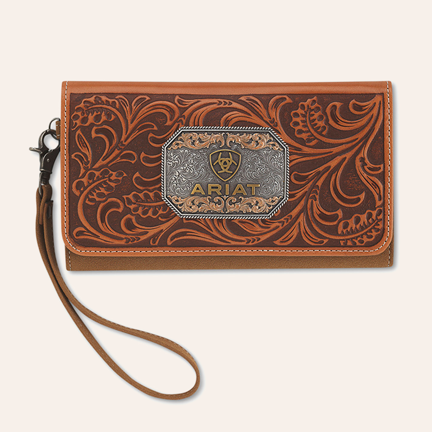 Ariat Evelyn Tan Scroll Embossed Wallet with Wristlet | Cavender’s