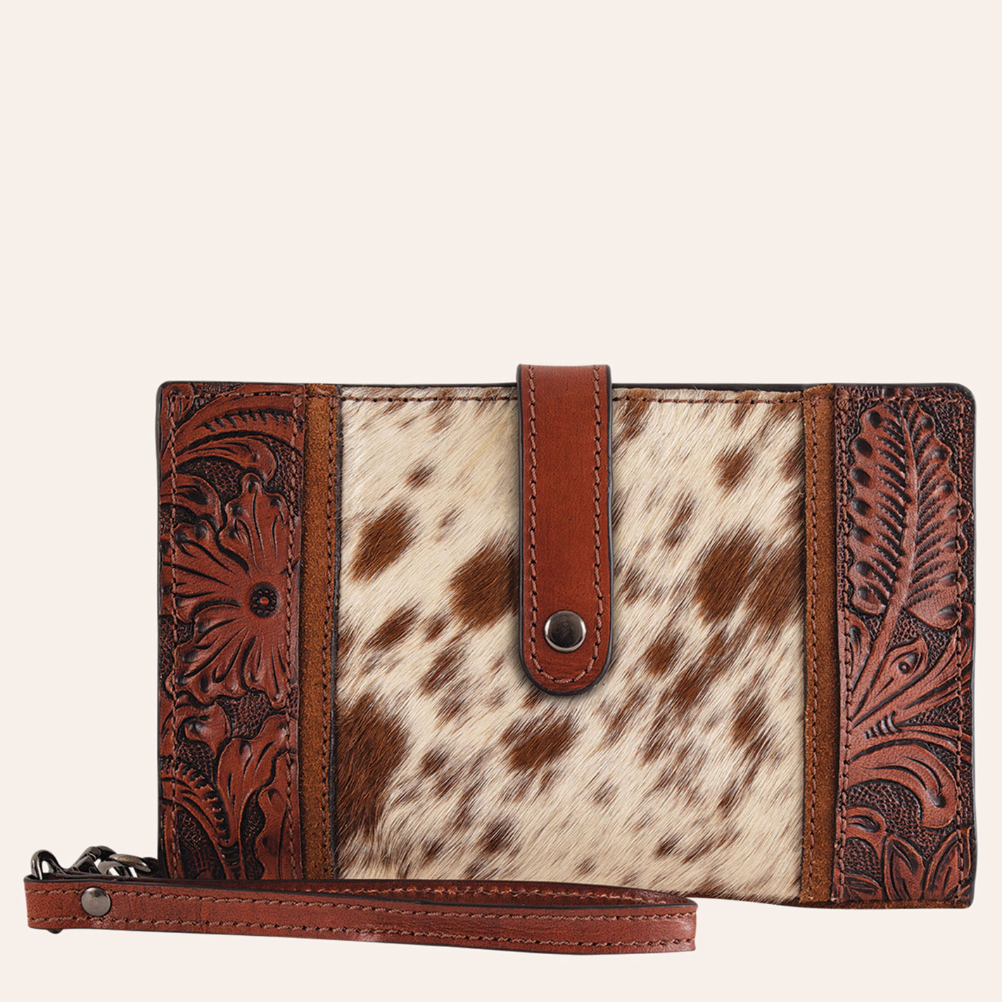 Justin Large Brown Hair On Hide Tool Leather Wristlet Wallet | Cavender's