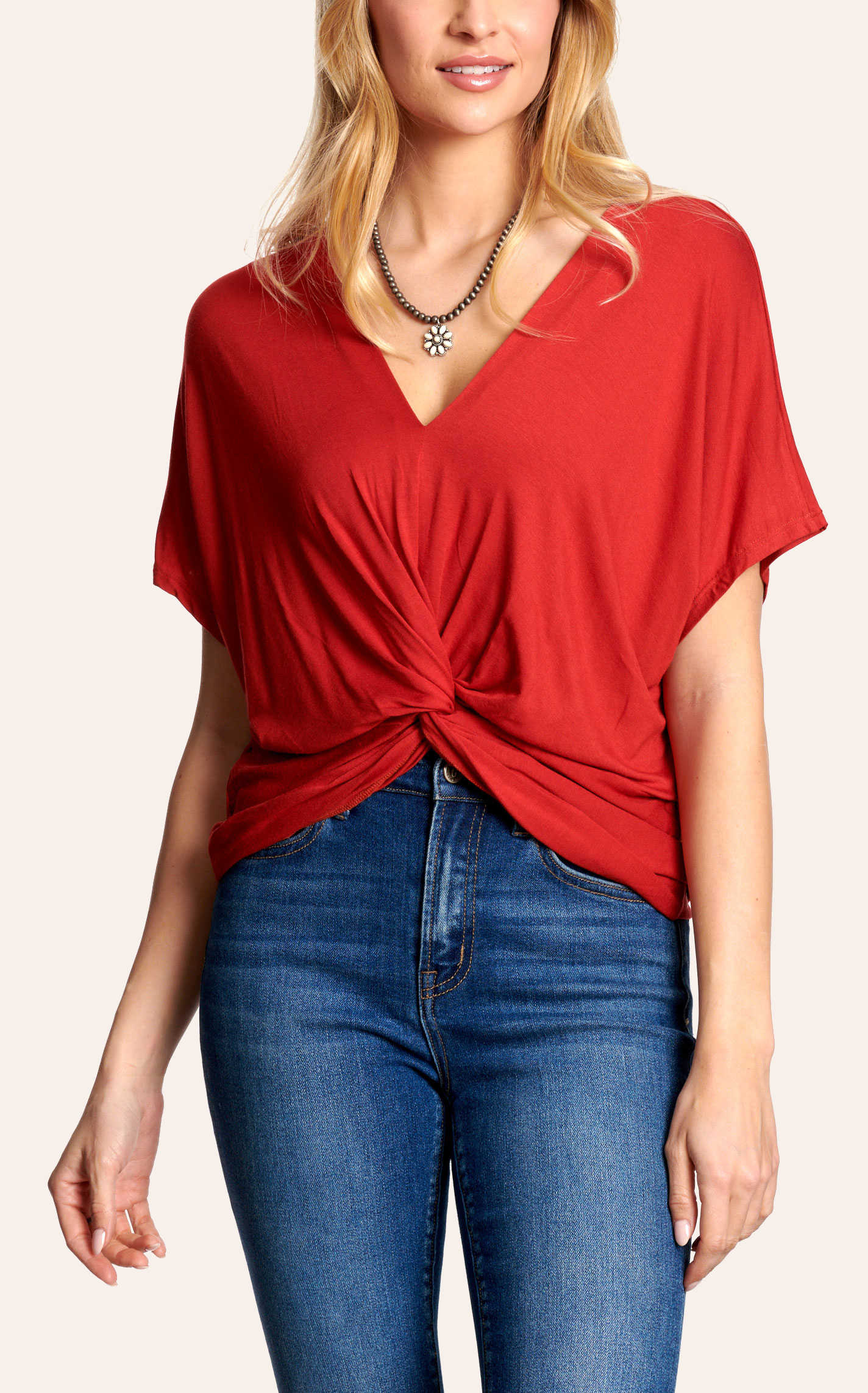 R. Rouge Women's Rust Knot Front Top | Cavender's