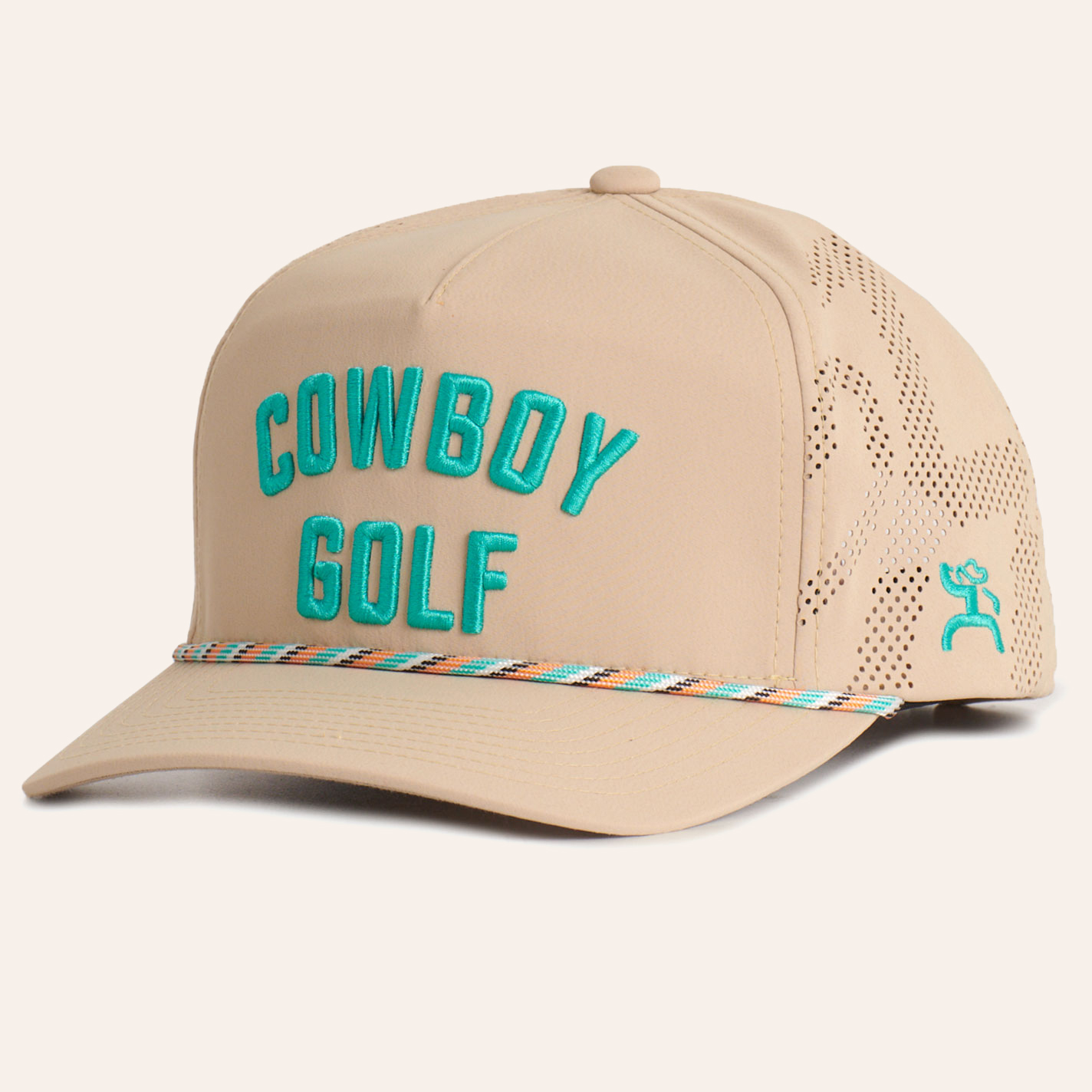 Hooey Tan and Teal Cowboy Golf Embroidered Snapback Rope Cap - Cavender’s