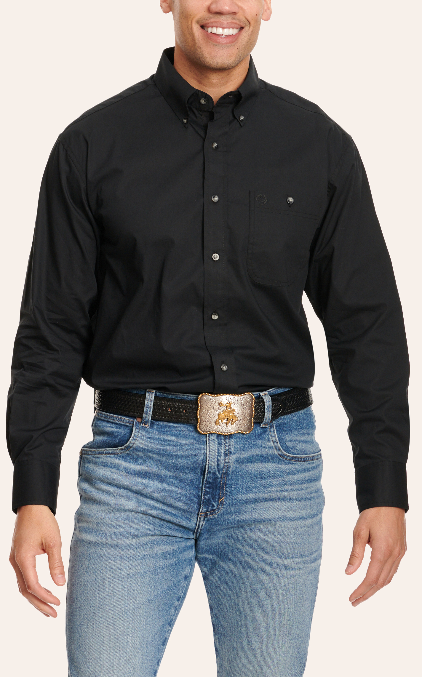 Wrangler Men's George Strait Collection Black Stretch Western Shirt ...