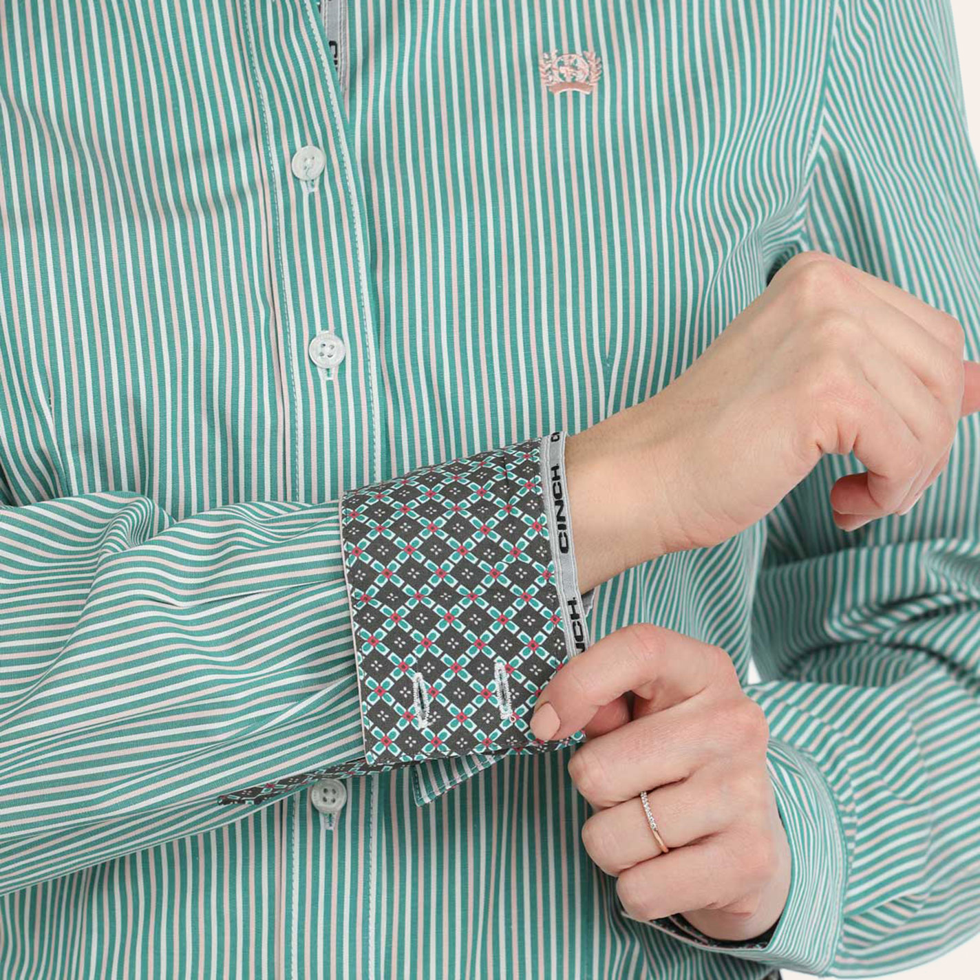 Cinch Women's Sweet Sage & White Striped Western Shirt | Cavender's