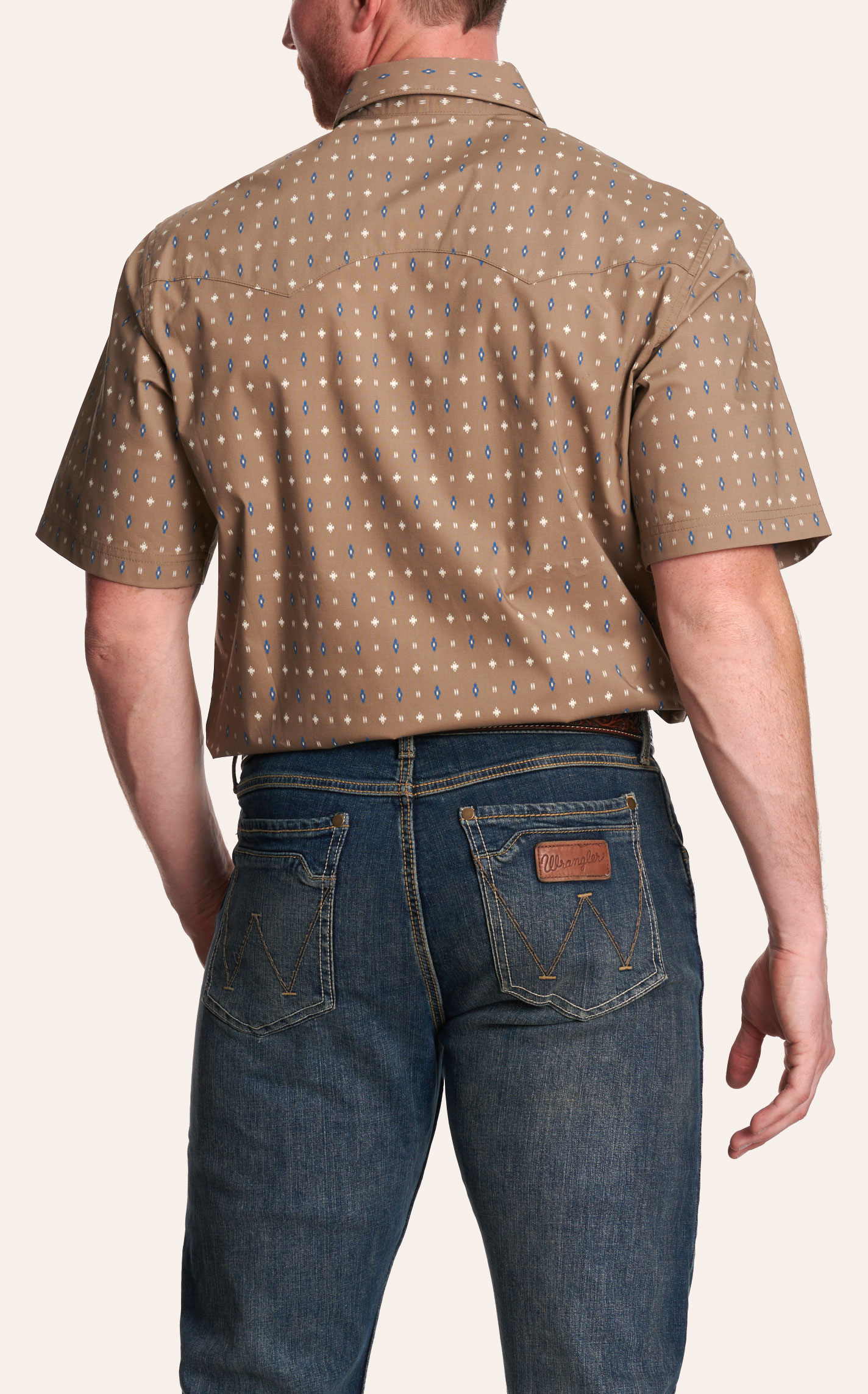 Wrangler Retro Men's Taupe Aztec Geo Print Western Shirt