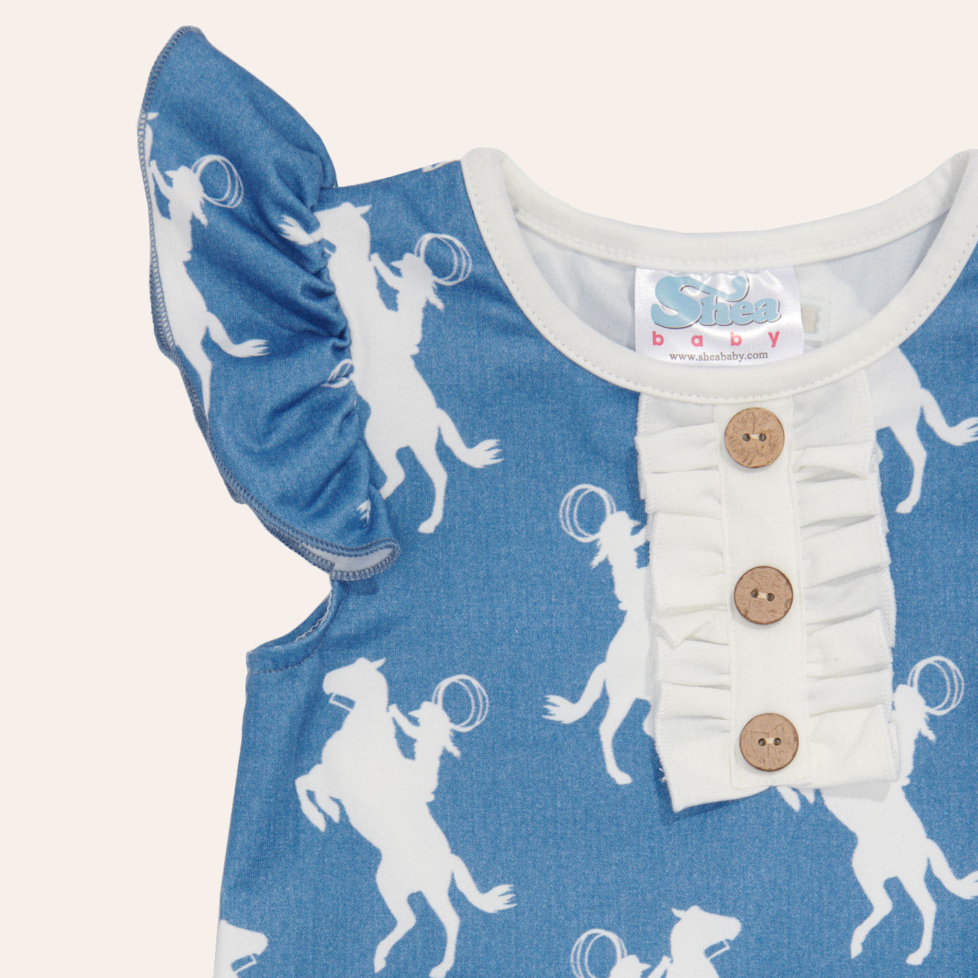 Shea Baby Toddler Girl's Blue & White Bronc Rider Romper | Cavender's