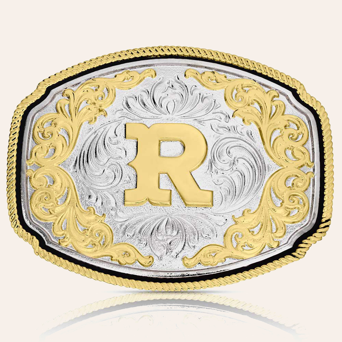 Montana Silversmiths Silver & Gold Western "R" Initial Belt Buckle ...