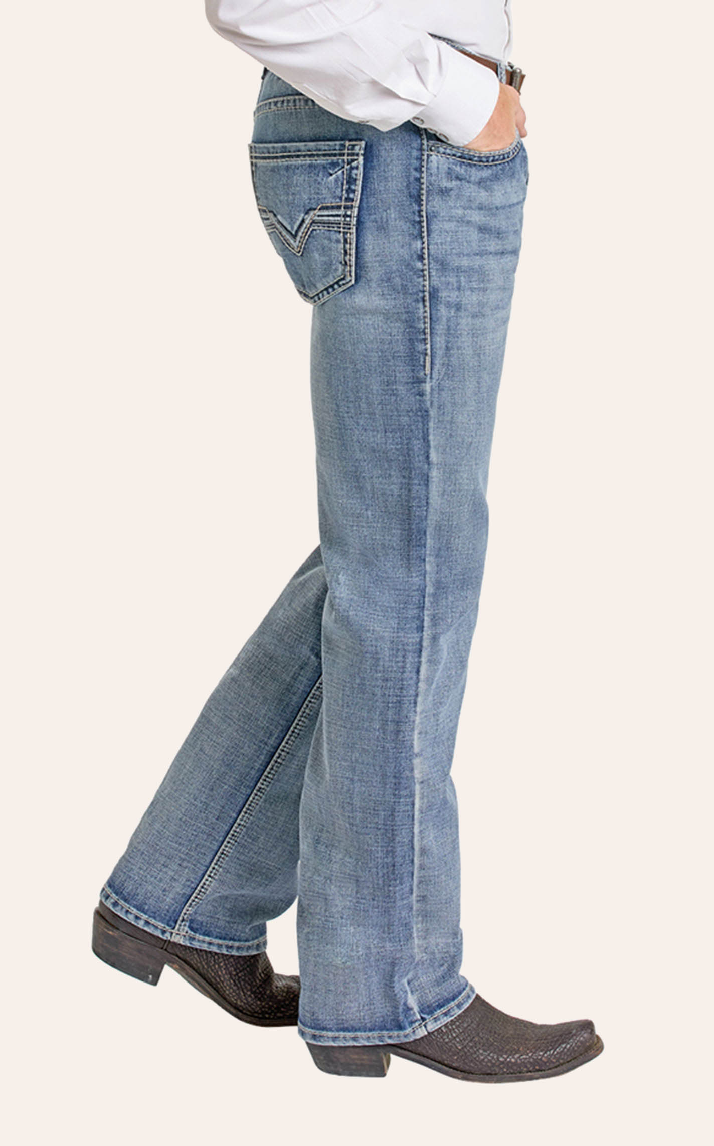 Rock & Roll Denim Men's Light Wash Double Barrel Straight Jeans ...