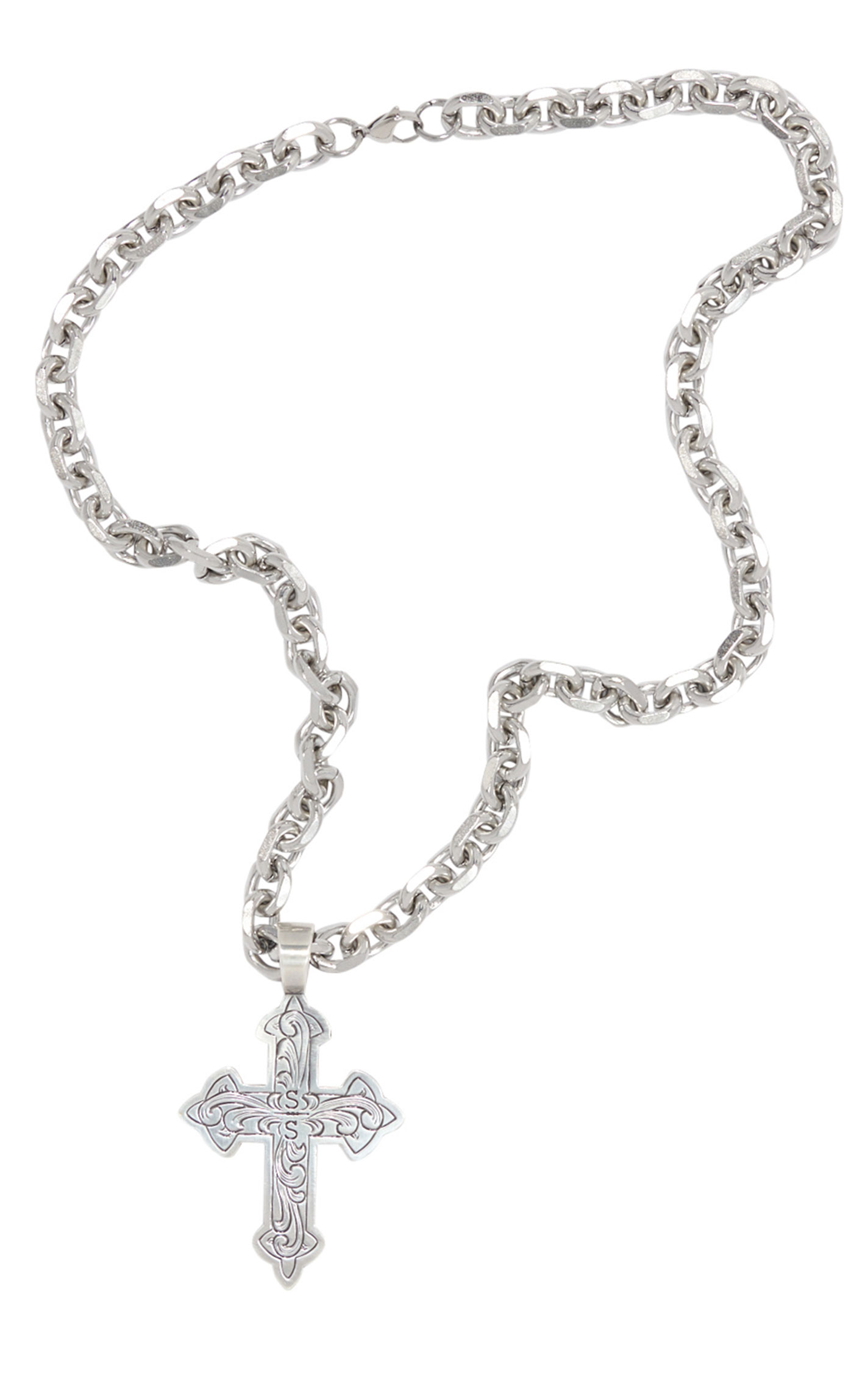 Silver Strike Men's Copper & Silver Cross Chain Necklace | Cavender's