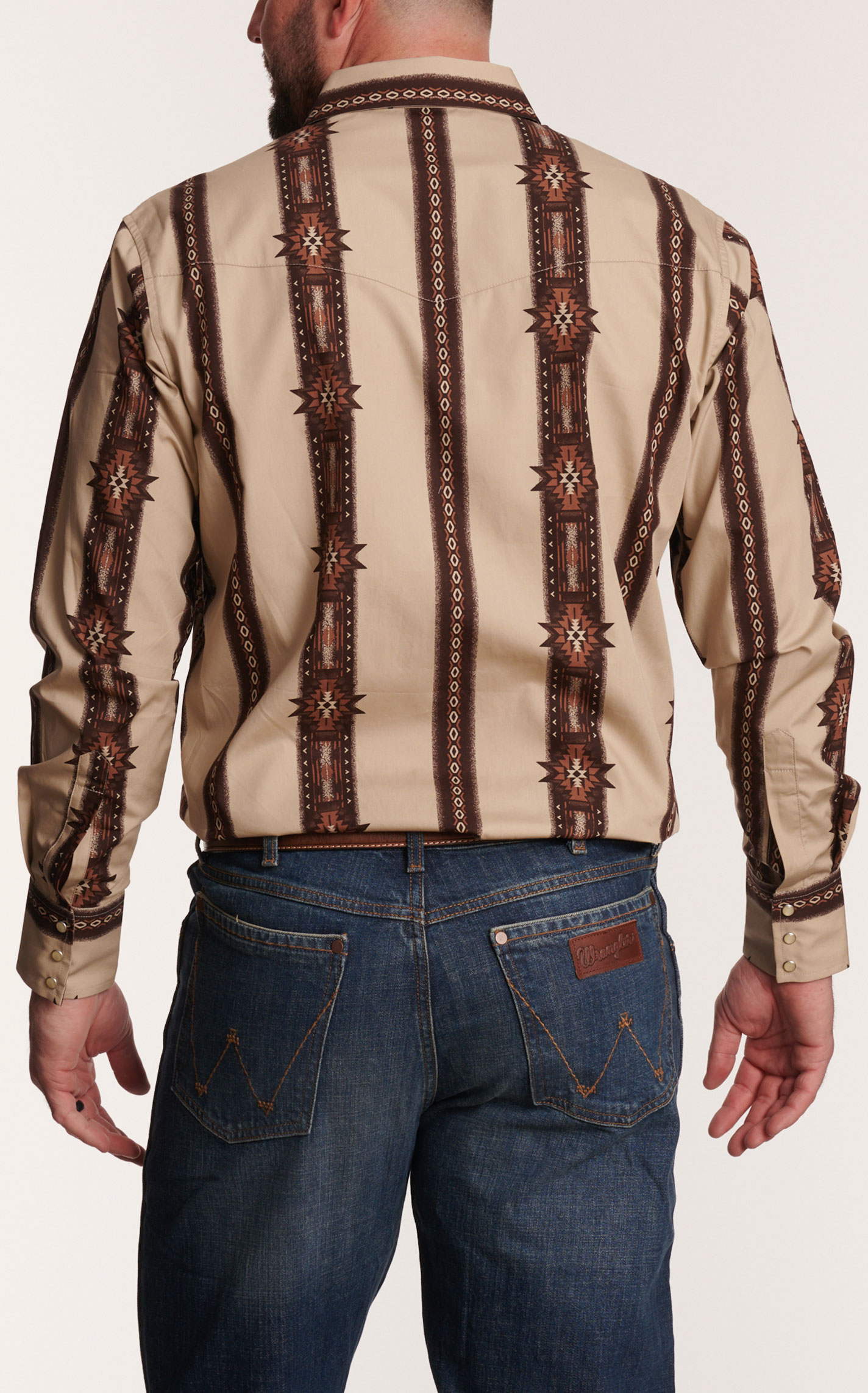 Checotah Men's Tan Aztec Print Western Shirt I Cavender's