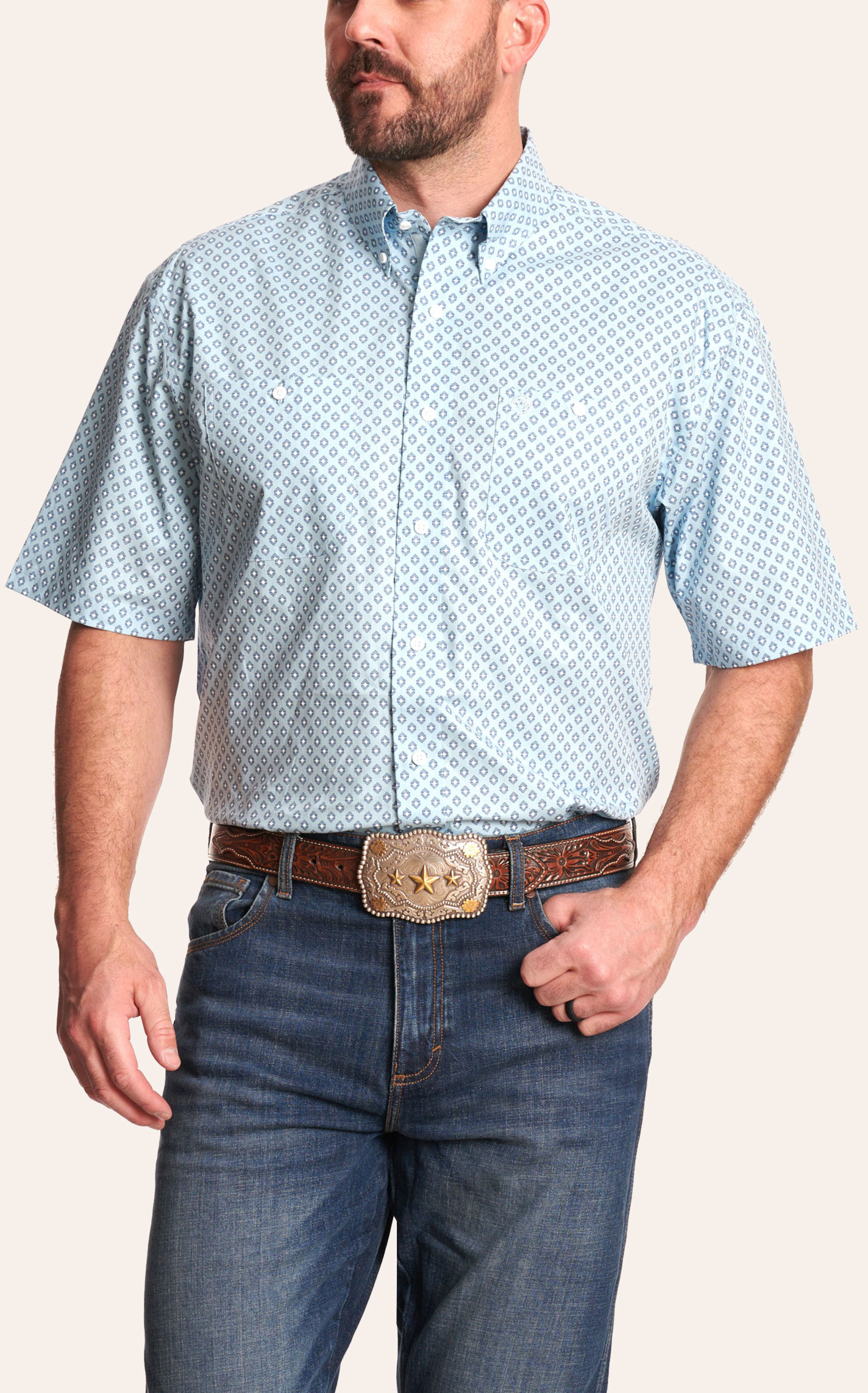 Wrangler Men's George Strait Collection Blue Sky Geo Western Shirt ...