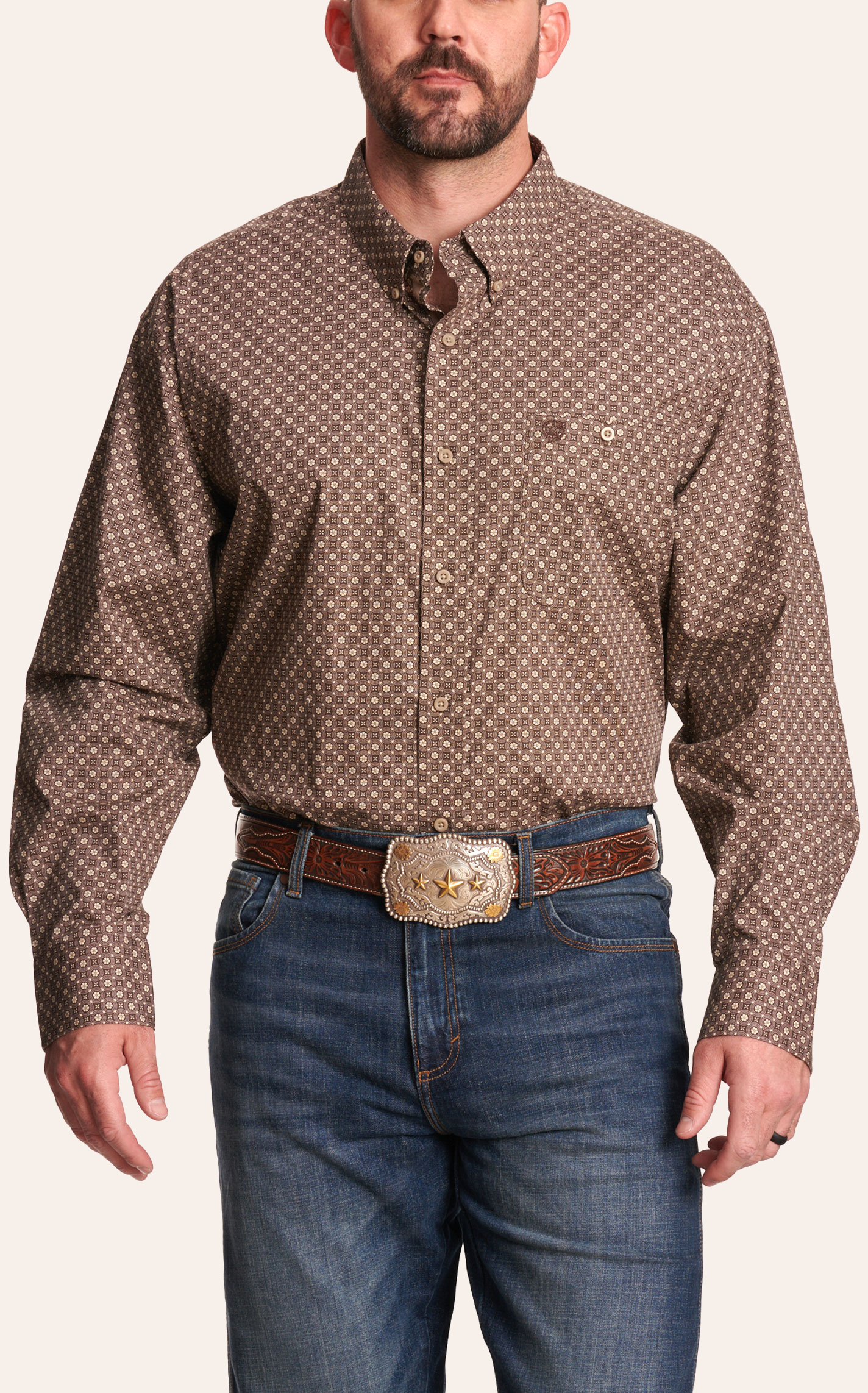 Wrangler Men's George Strait Collection Chocolate Geo Western Shirt ...