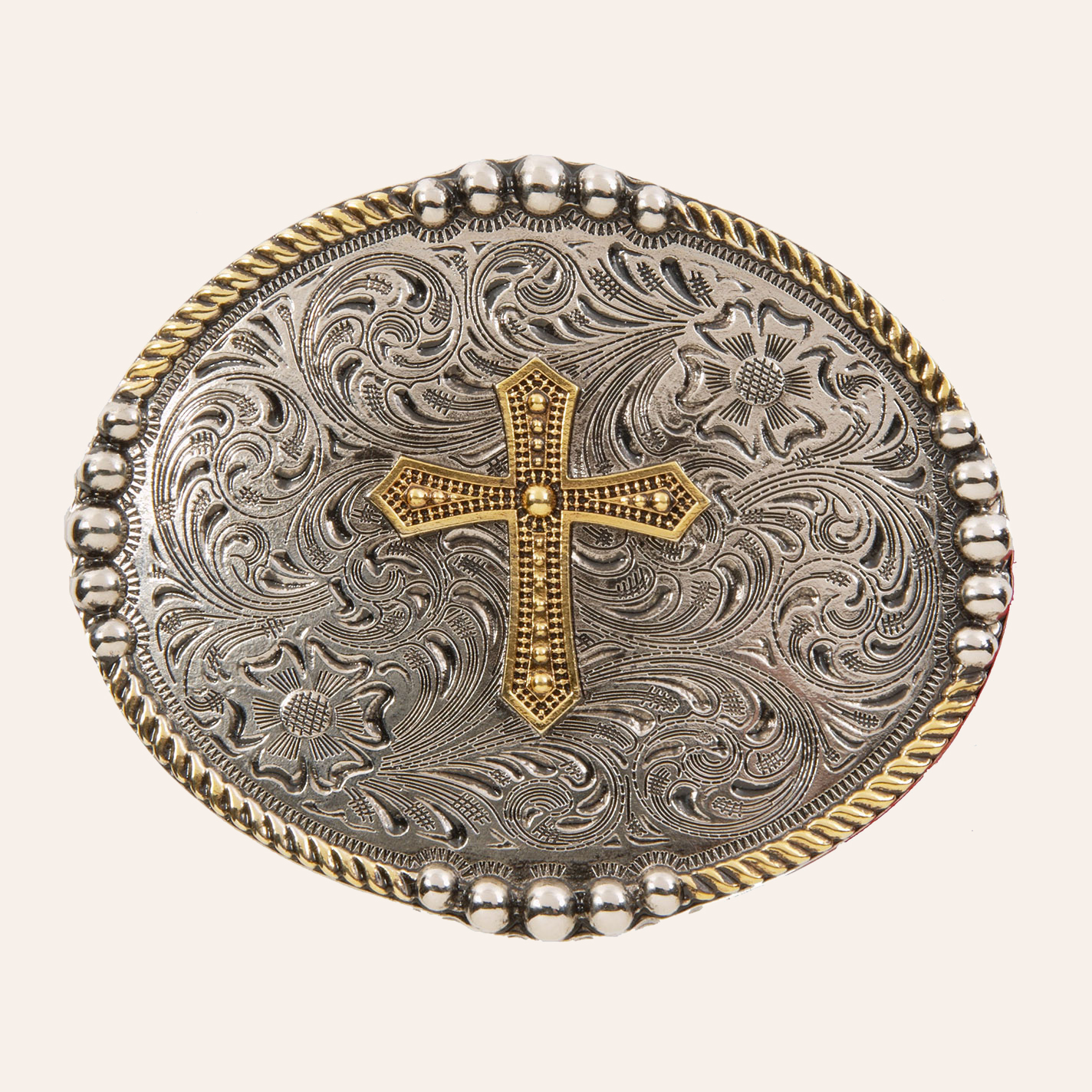 Andwest Silver Bead & Rope Edge Cross Belt Buckle I Cavender's