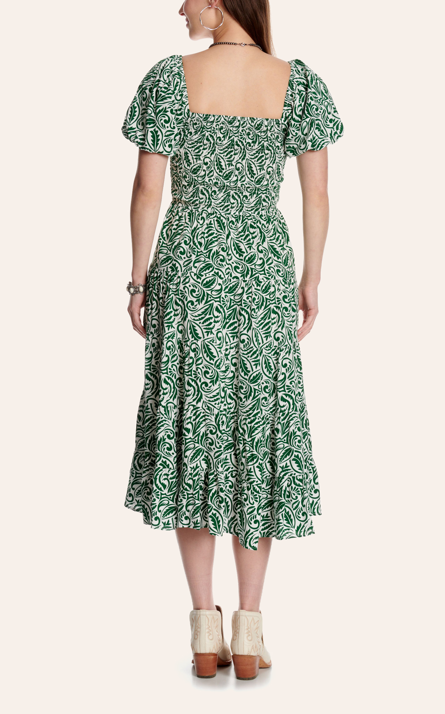HYFVE Women's White & Green Paisley Print Maxi Dress I Cavender's