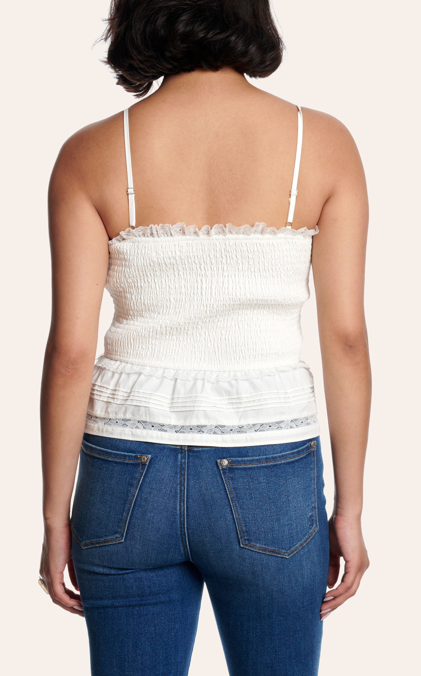 TCEC Women's White Sleeveless Smocked Top I Cavender's