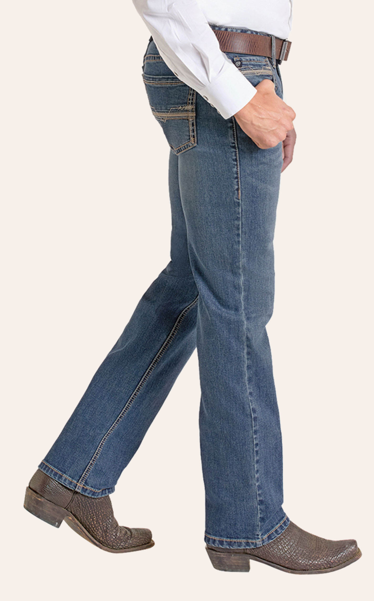 Rock & Roll Denim Men's Revolver Medium Wash Vintage Straight Leg Jeans ...