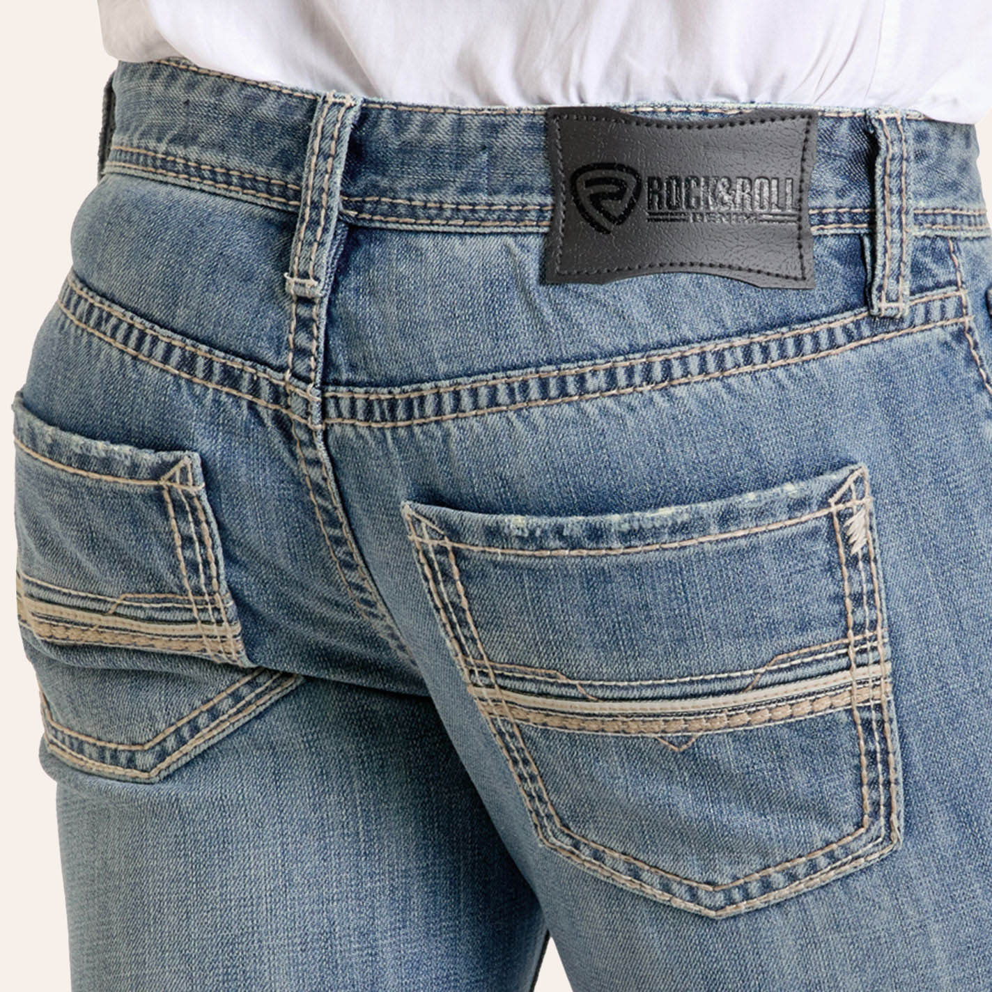 Rock & Roll Denim Men's Pistol Medium Wash Vintage Straight Leg Jeans ...